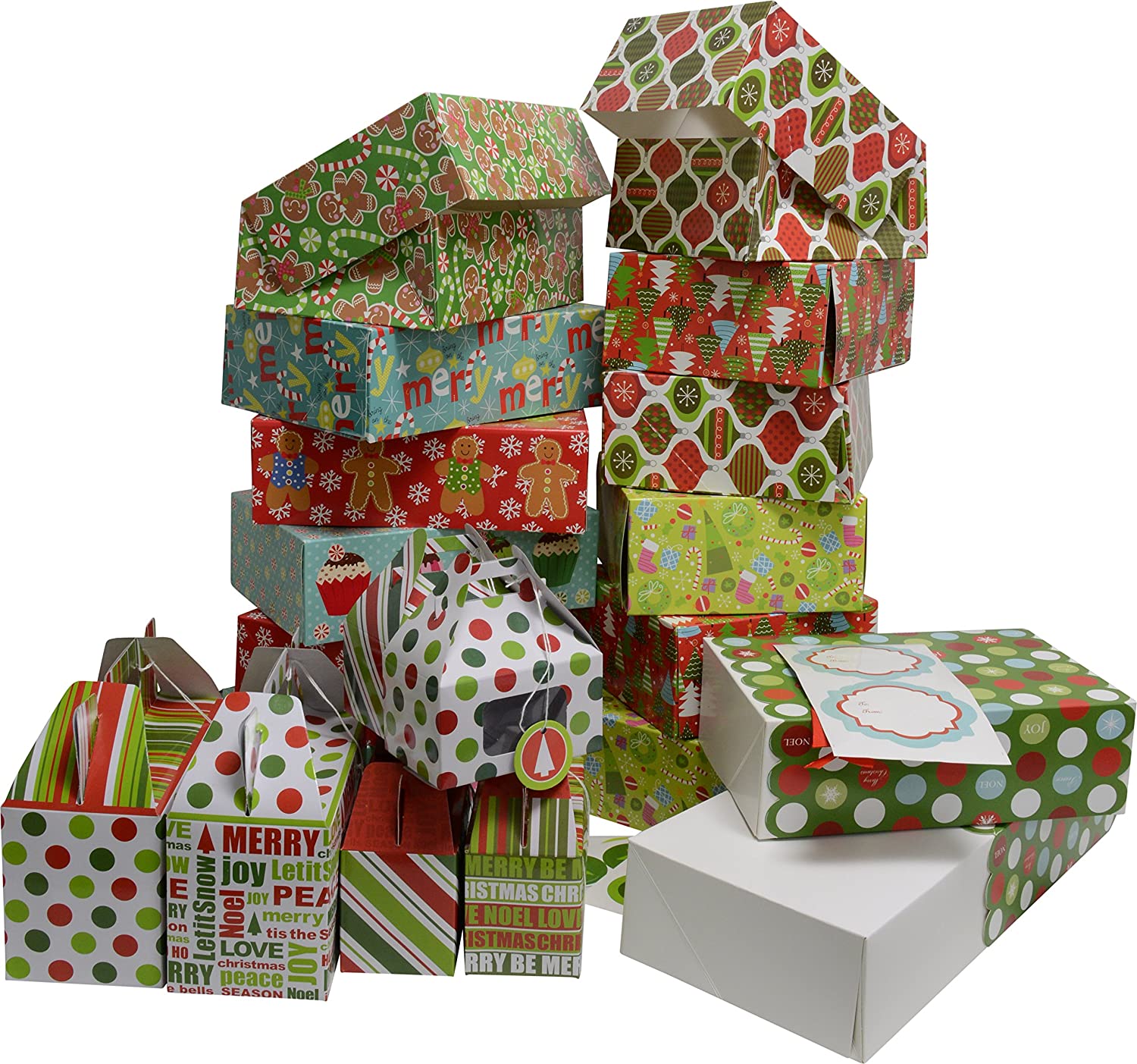 Cookie and Treat Gift Box Bakery Set - Holiday Goodie Paper Gift Boxes ...