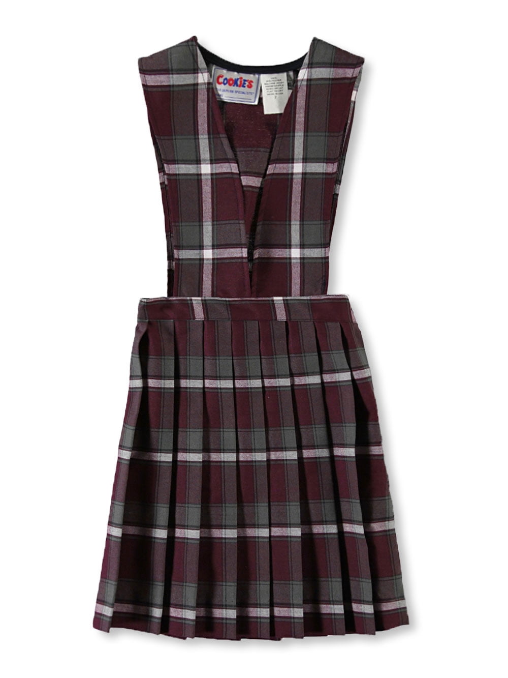 Cookie's Girls' Jumper (Sizes 2 - 6X) - burgundy/gray/white *plaid #91 ...