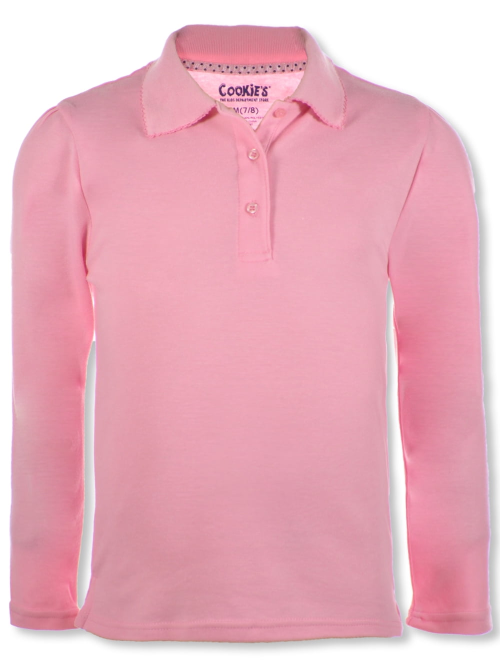 Cookie's Girls' L/S Picot Trim Polo Color: pink Size: 6 - 6x - Walmart.com