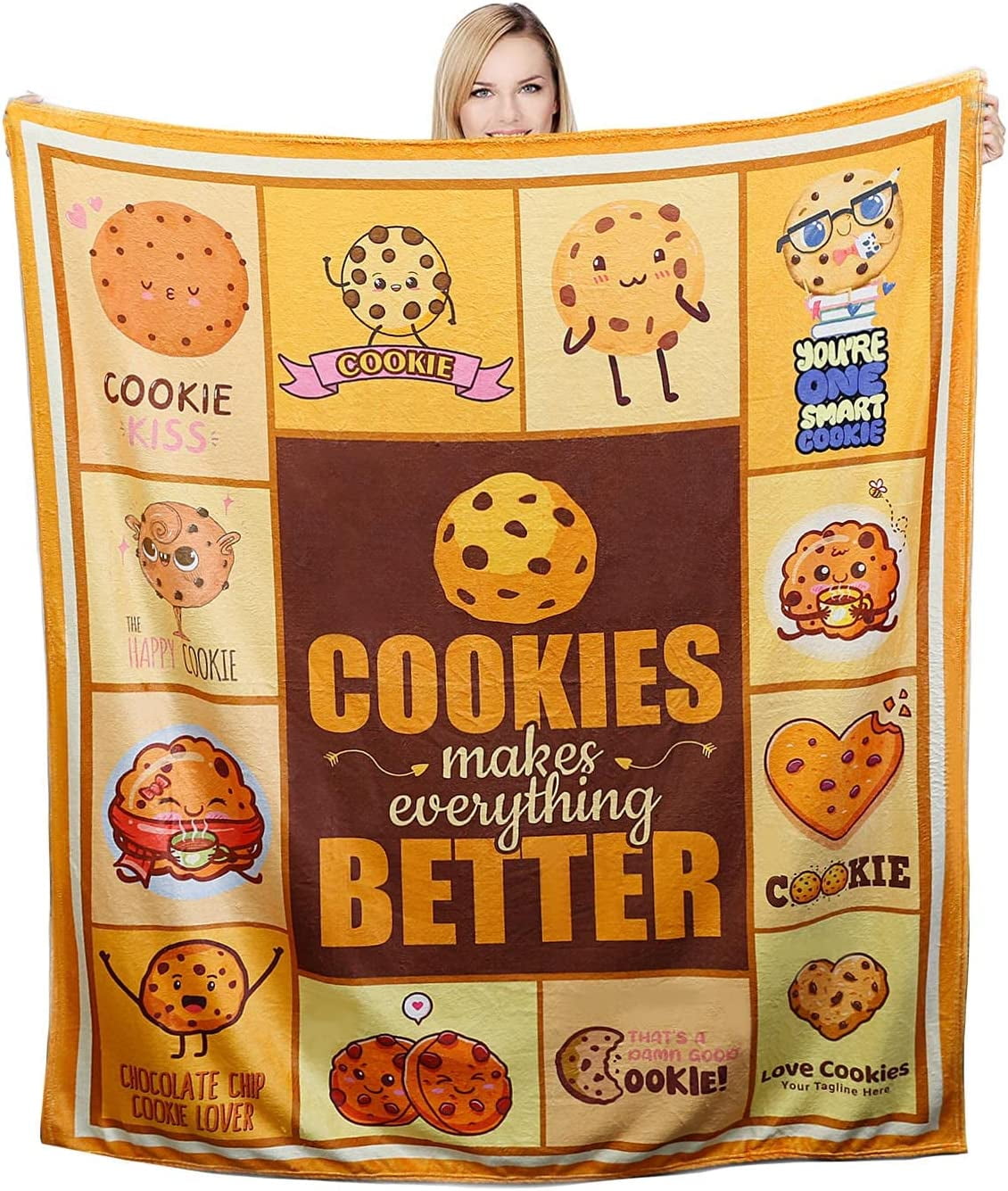 Cookies Blanket Cute Cartoon Food Theme Throw Blanket Cookies Pattern ...