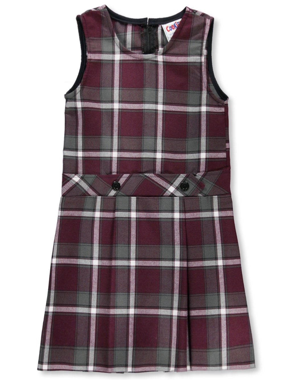 Cookies' Brand Big Girls' Bib Front Jumper - burgundy/gray/white *plaid ...