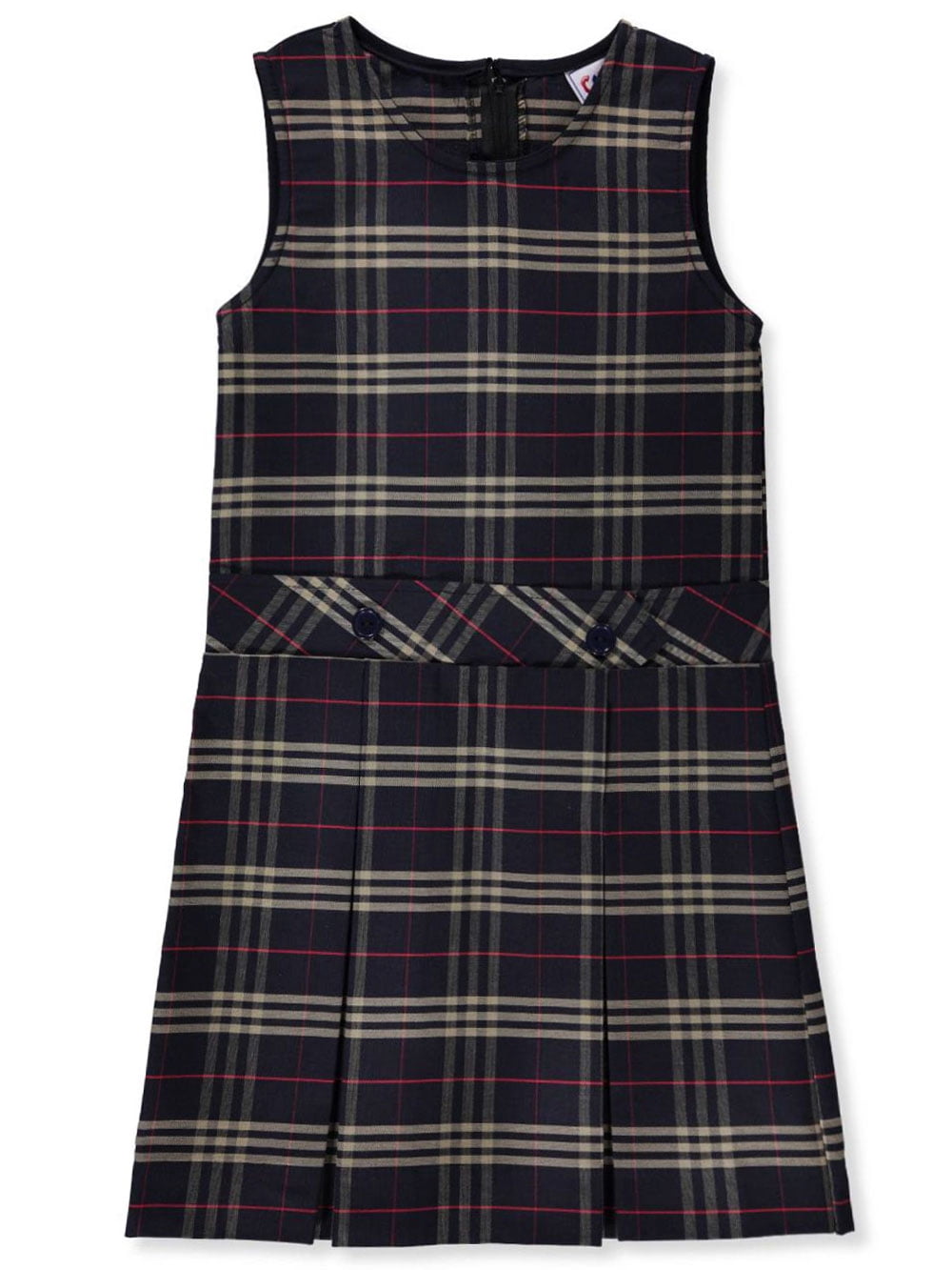 Cookies' Brand Big Girls' Bib Front Jumper - navy/khaki/red *plaid #1c ...