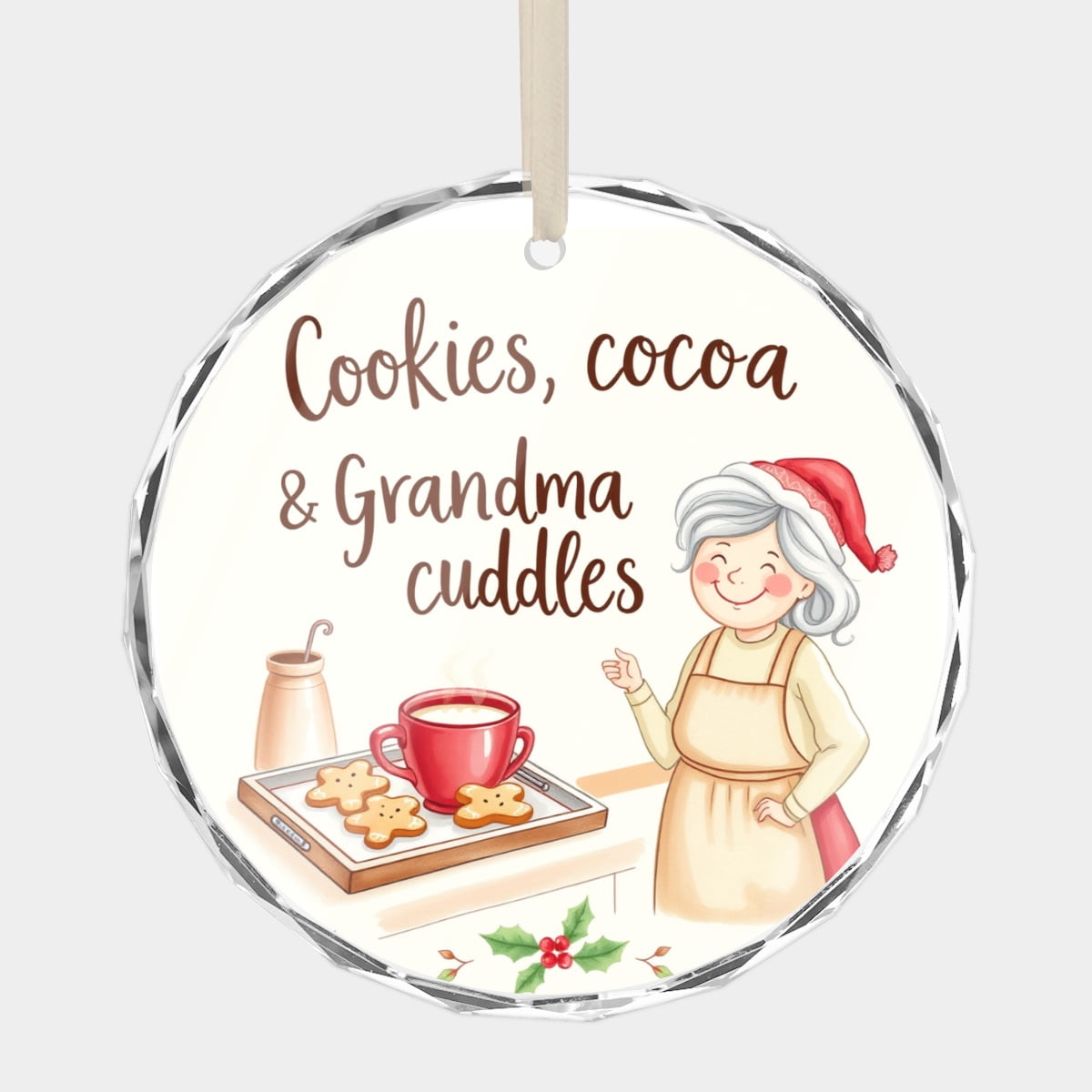 Cookies, Cocoa & Grandma Cuddles, Phrase for Grandmother 3" Crystal ...