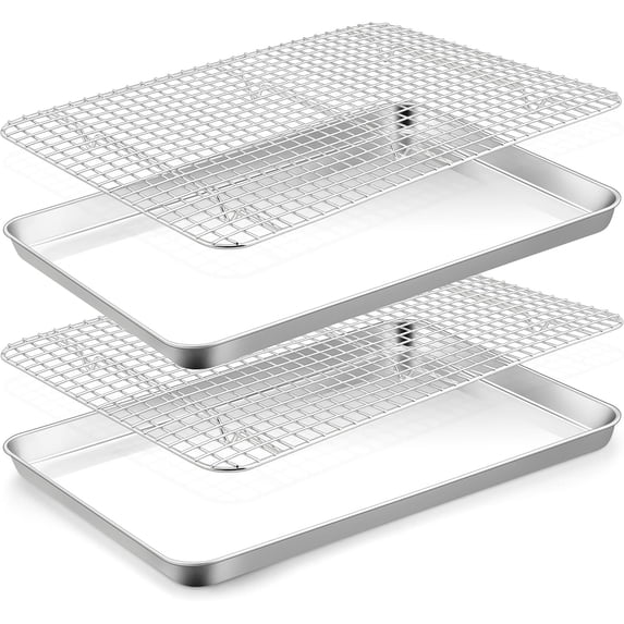 Cookies Sheet with Rack, 16 x 12 x 1 Inch Stainless Steel Baking Sheet ...