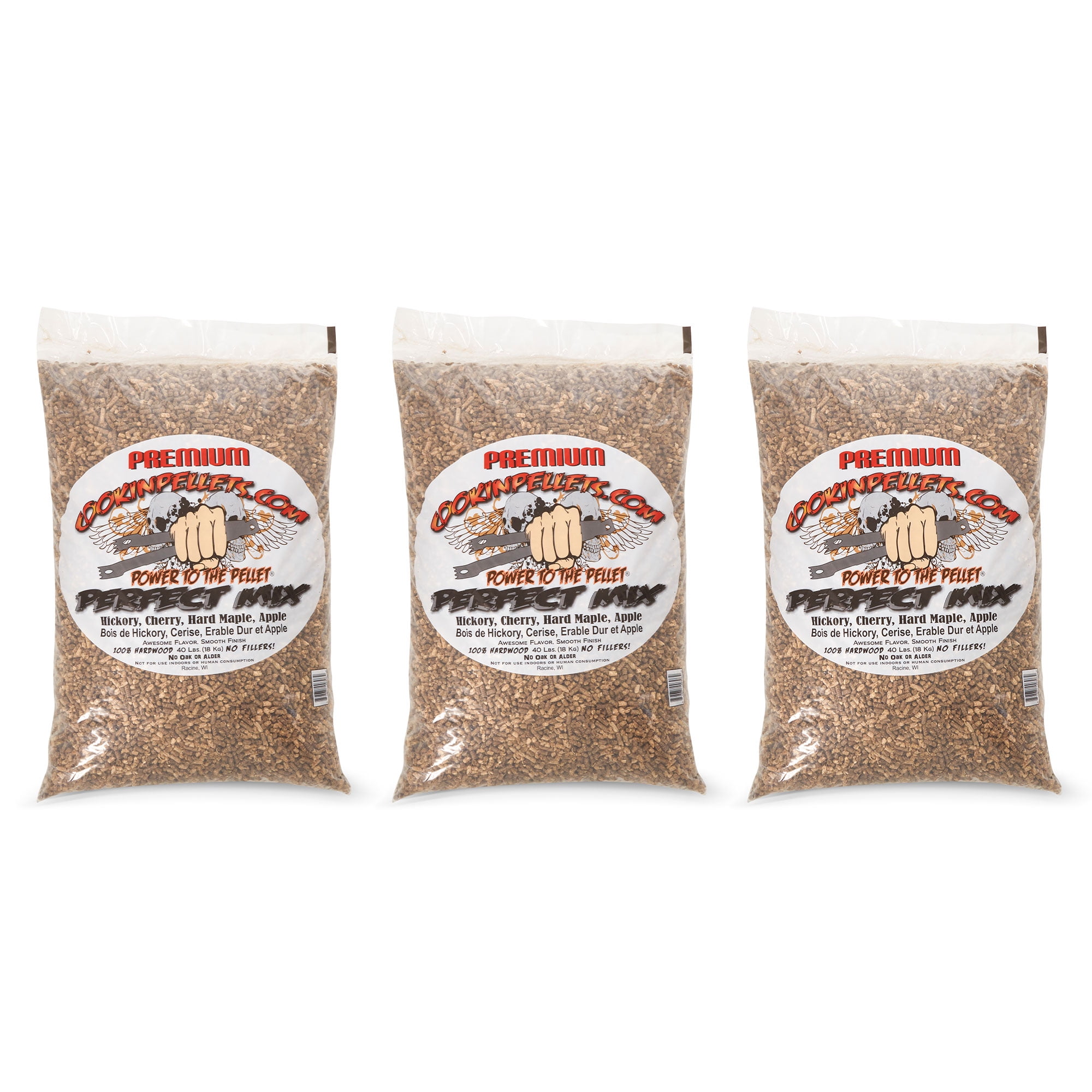 CookinPellets 40 Lb Mix Hickory, Cherry, Maple, Apple Wood Pellets, 3 ...