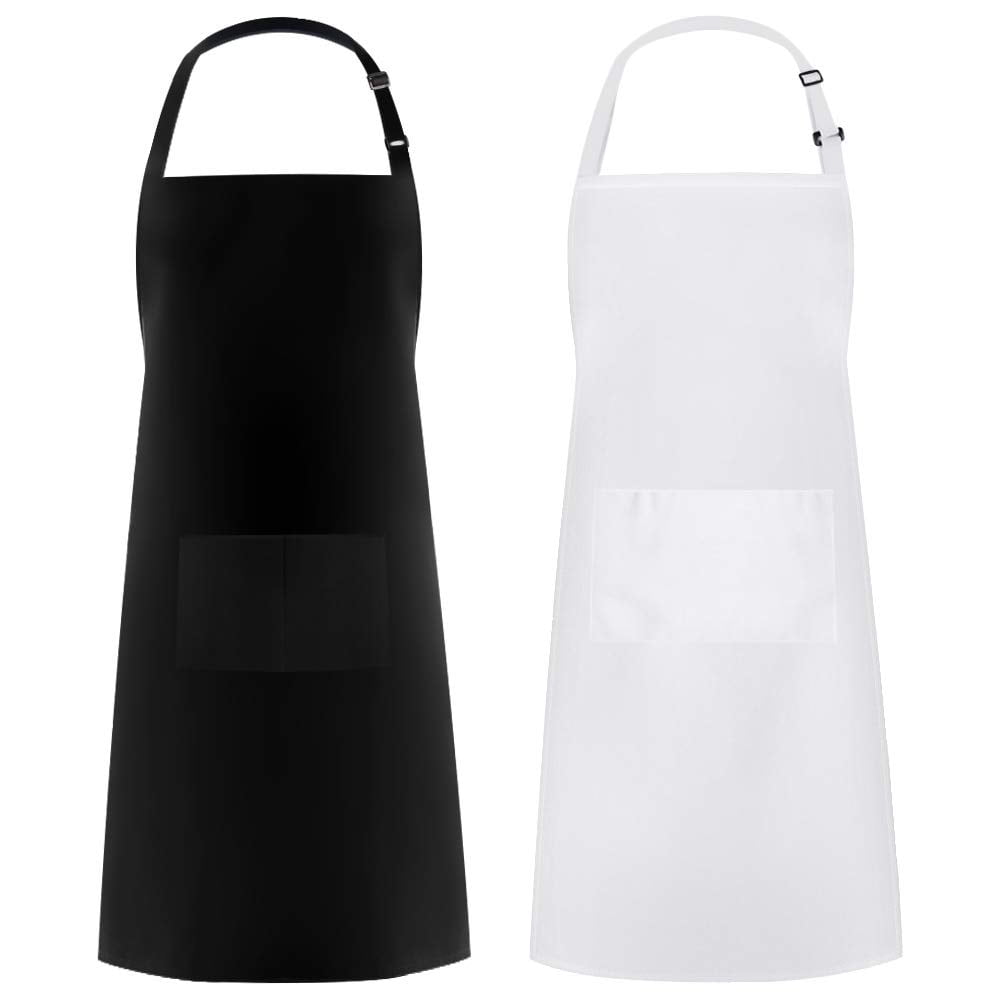 Cooking Apron Black/White 2 Polyester Adjustable Kitchen Chef Apron ...