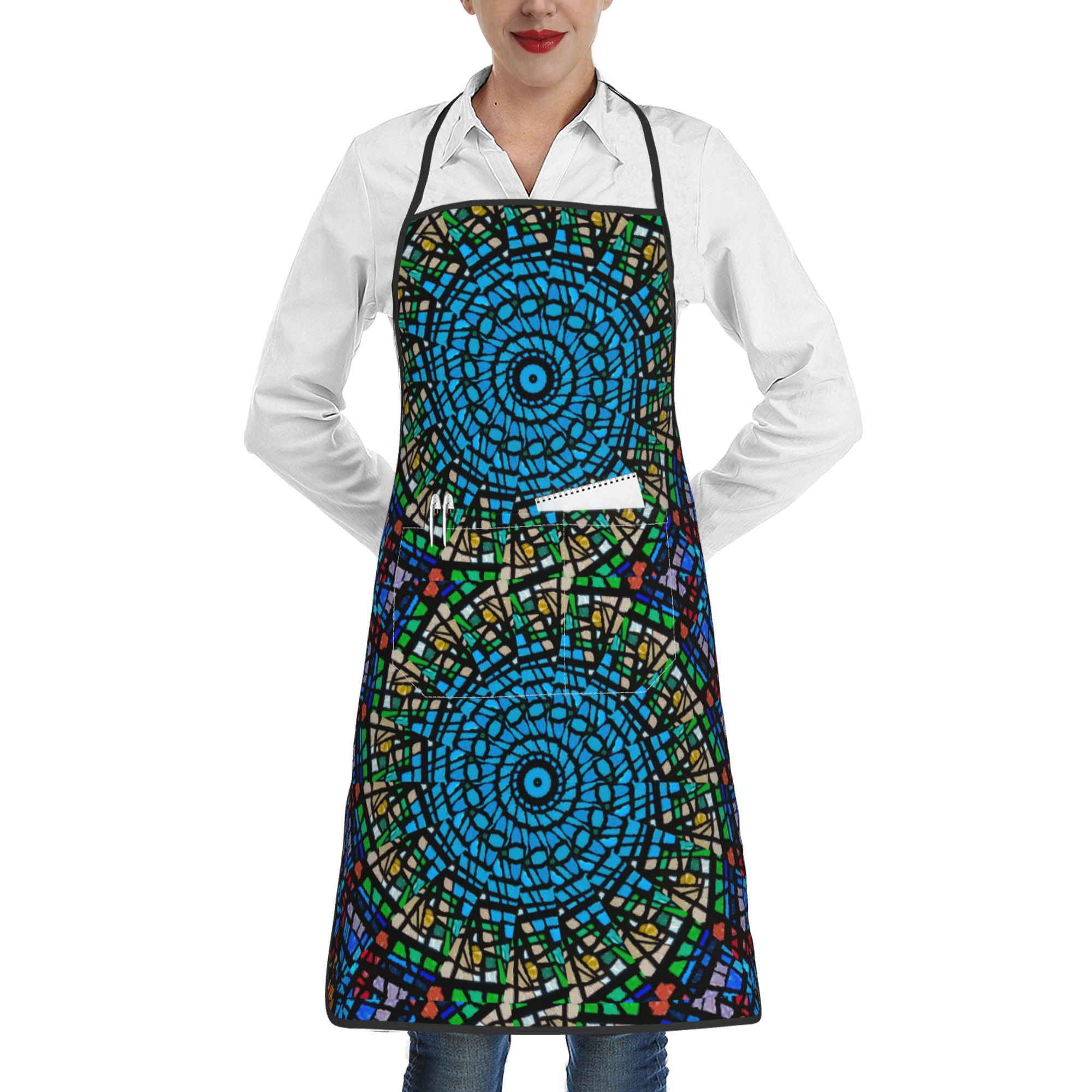 Cooking Apron Blue Abstract Lines Wallpaper Kitchen Apron For Baking ...