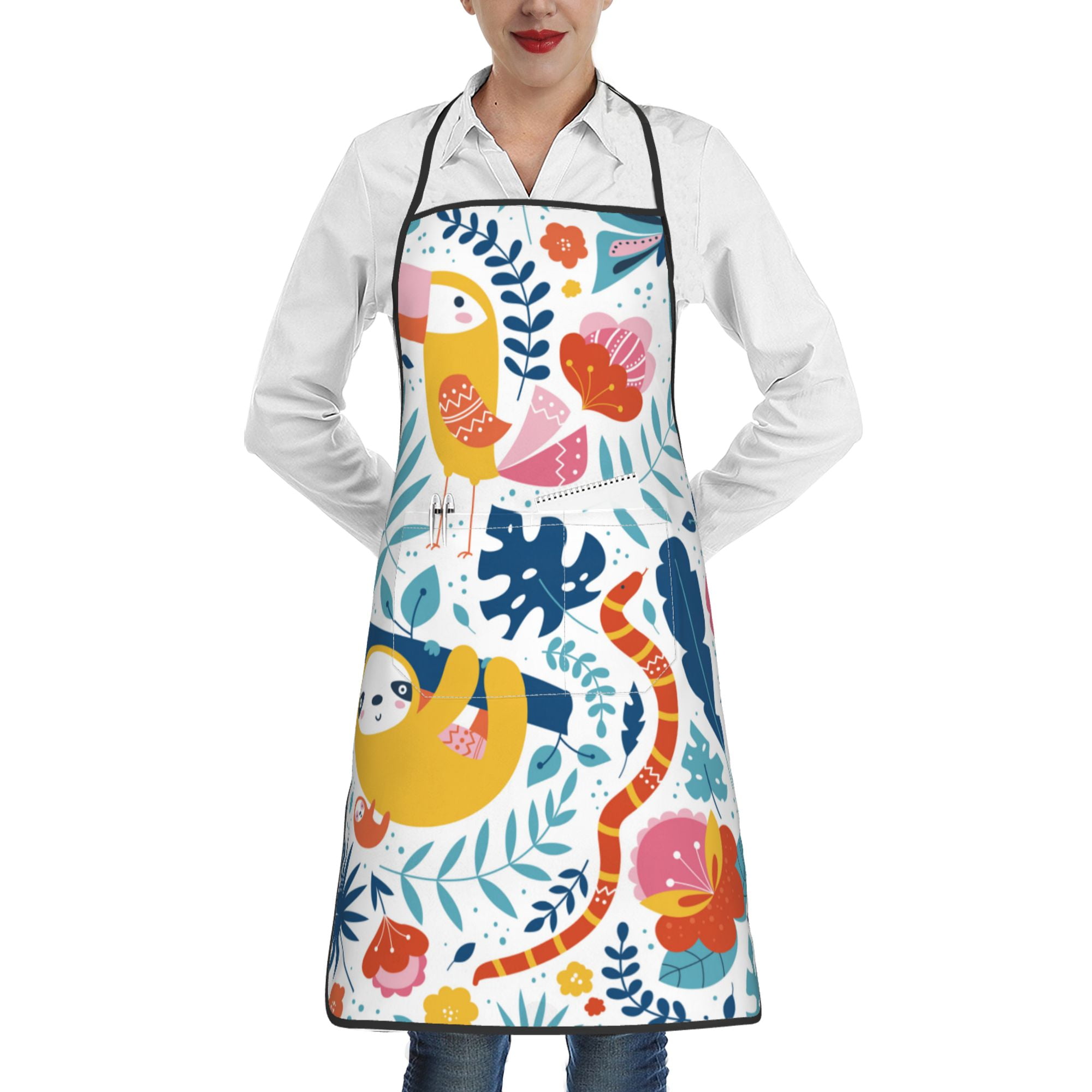 Cooking Apron Cute Sloths Animal Kitchen Apron For Baking/BBQ Men Women ...
