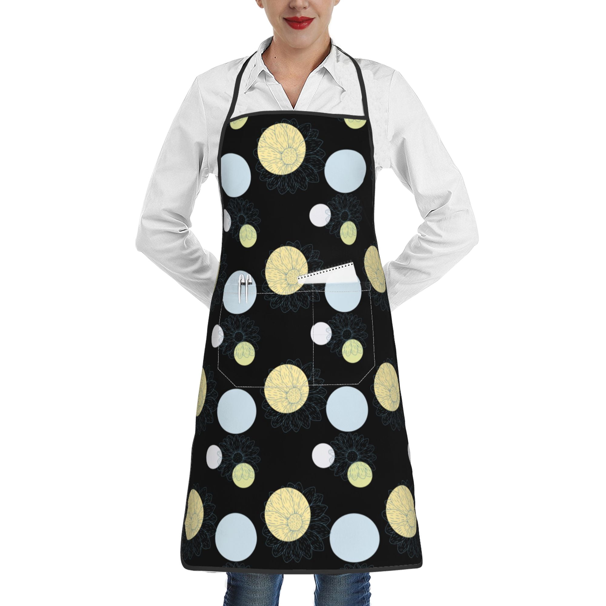 Cooking Apron Flower Pattern background Kitchen Apron For Baking/BBQ ...