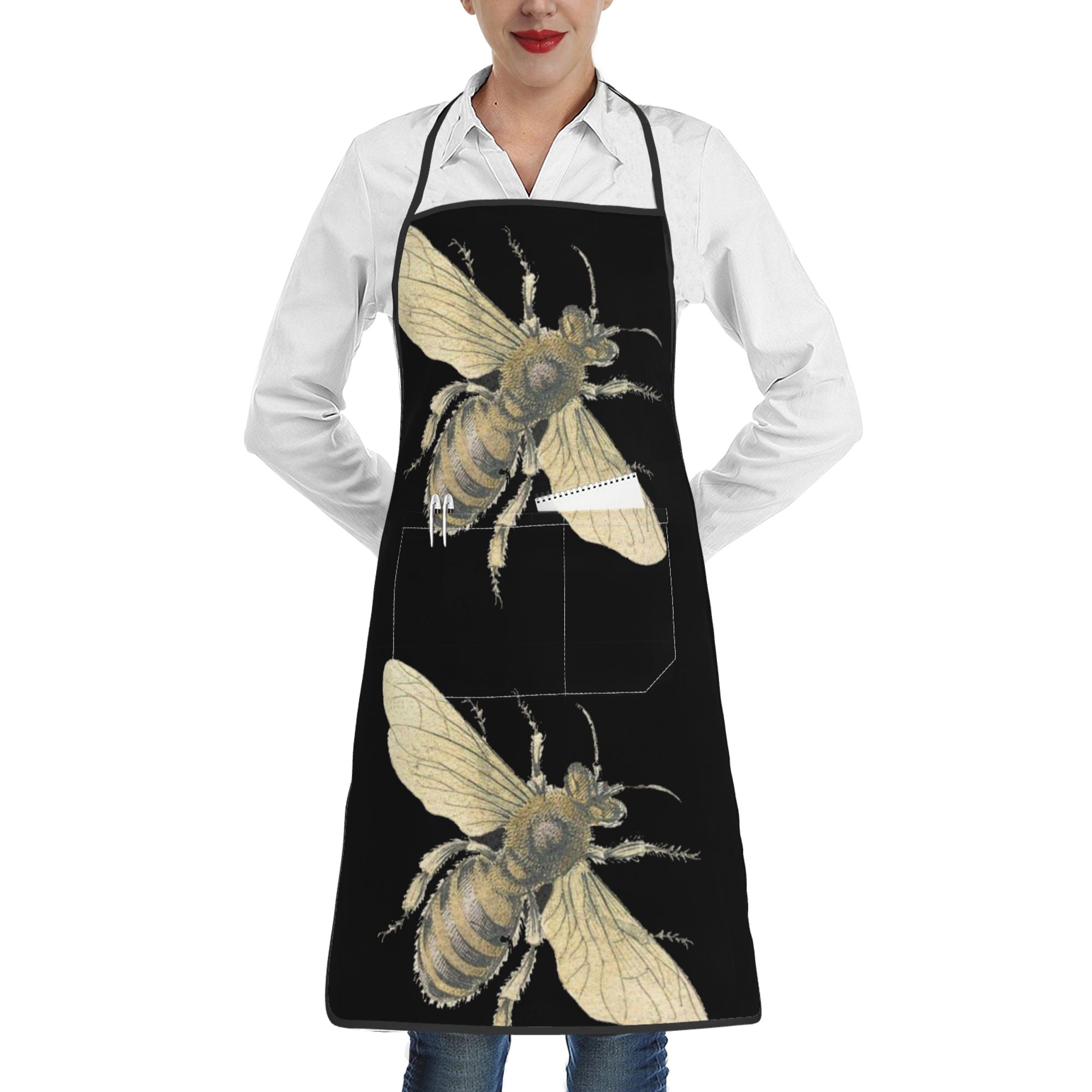Cooking Apron Honey-Bee Pattern Kitchen Apron For Baking/BBQ Men Women ...