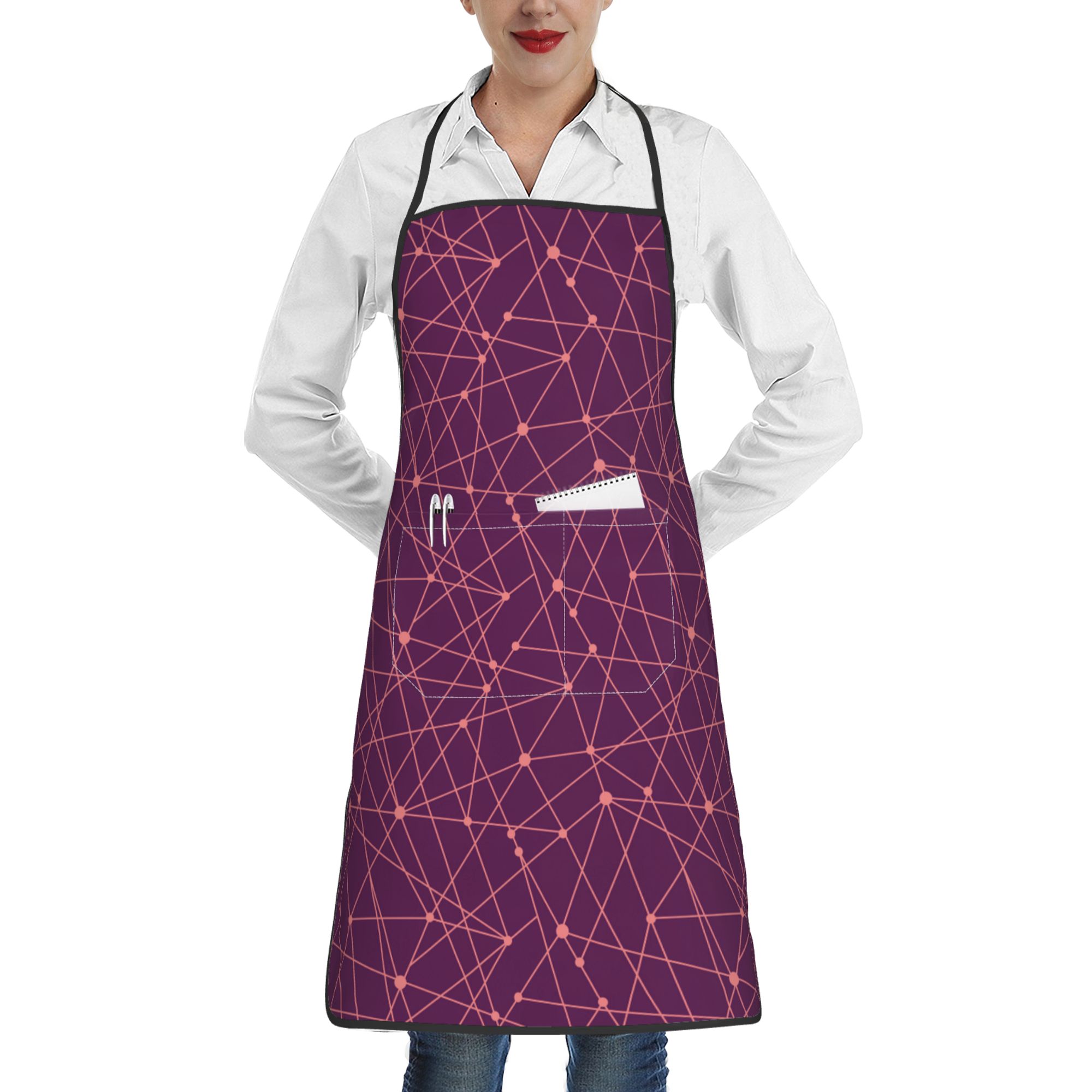 Cooking Apron Line Pattern Kitchen Apron For Baking/BBQ Men Women ...