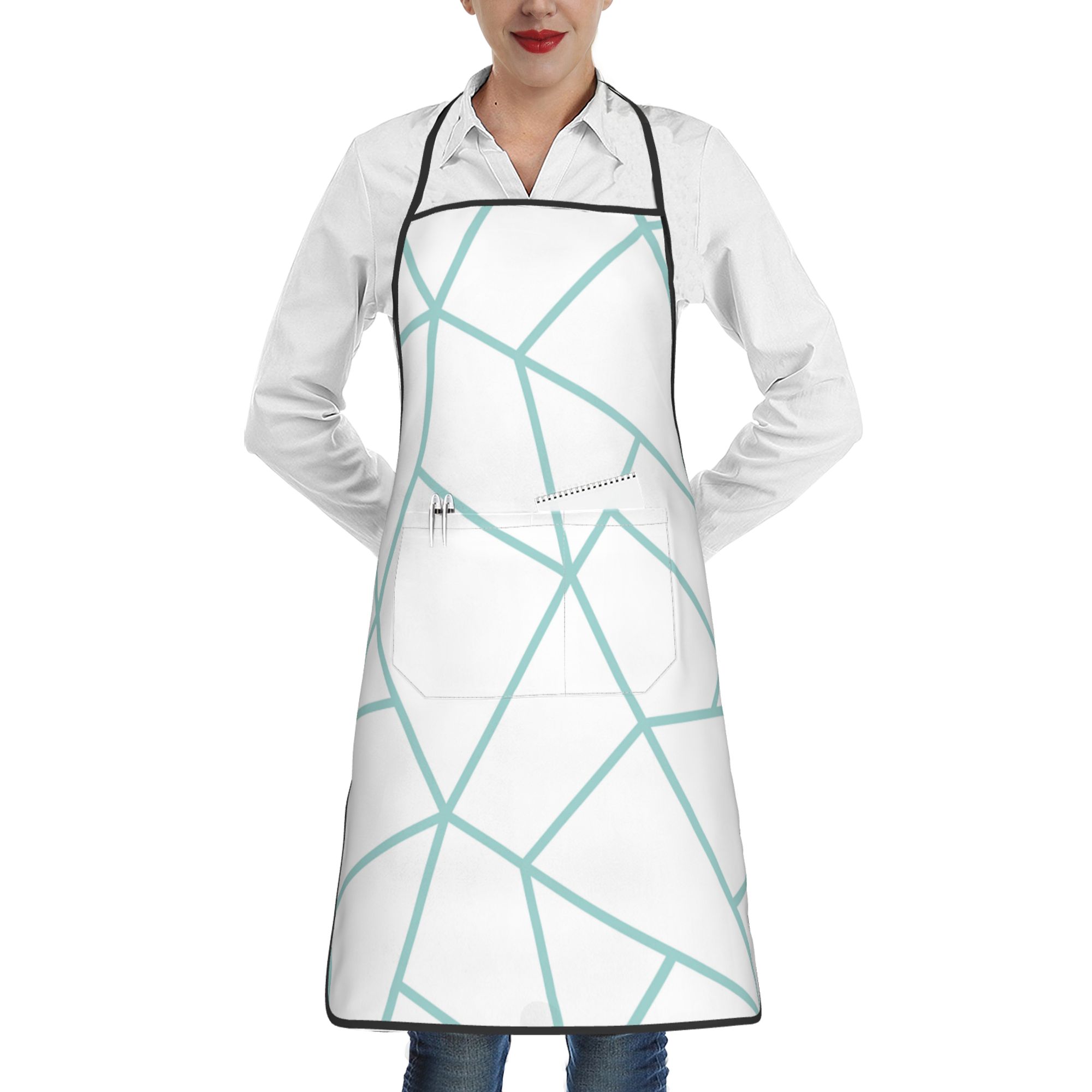Cooking Apron Line Pattern Kitchen Apron For Baking/BBQ Men Women ...