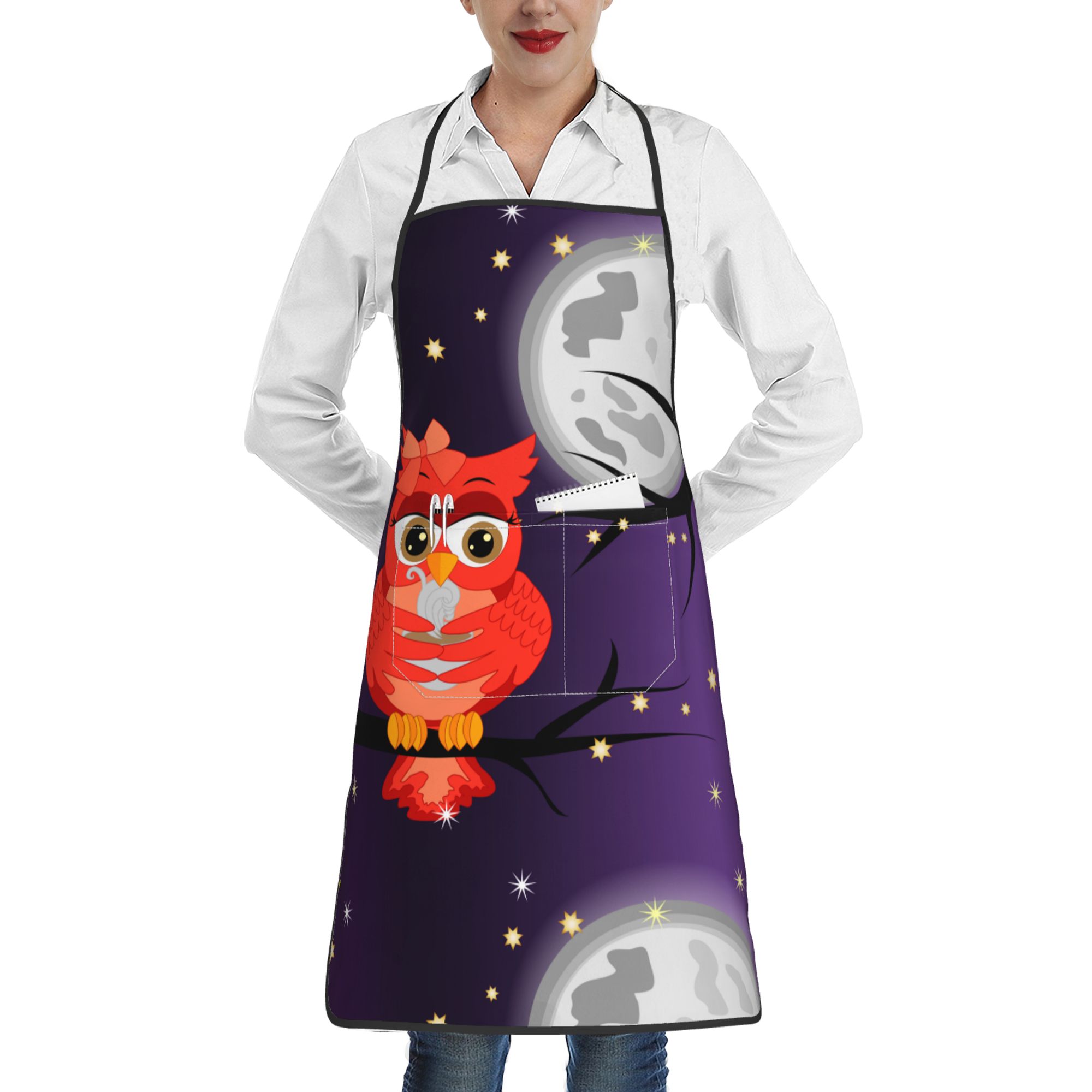 Cooking Apron Owls and Clouds Vector Illustration Kitchen Apron For ...