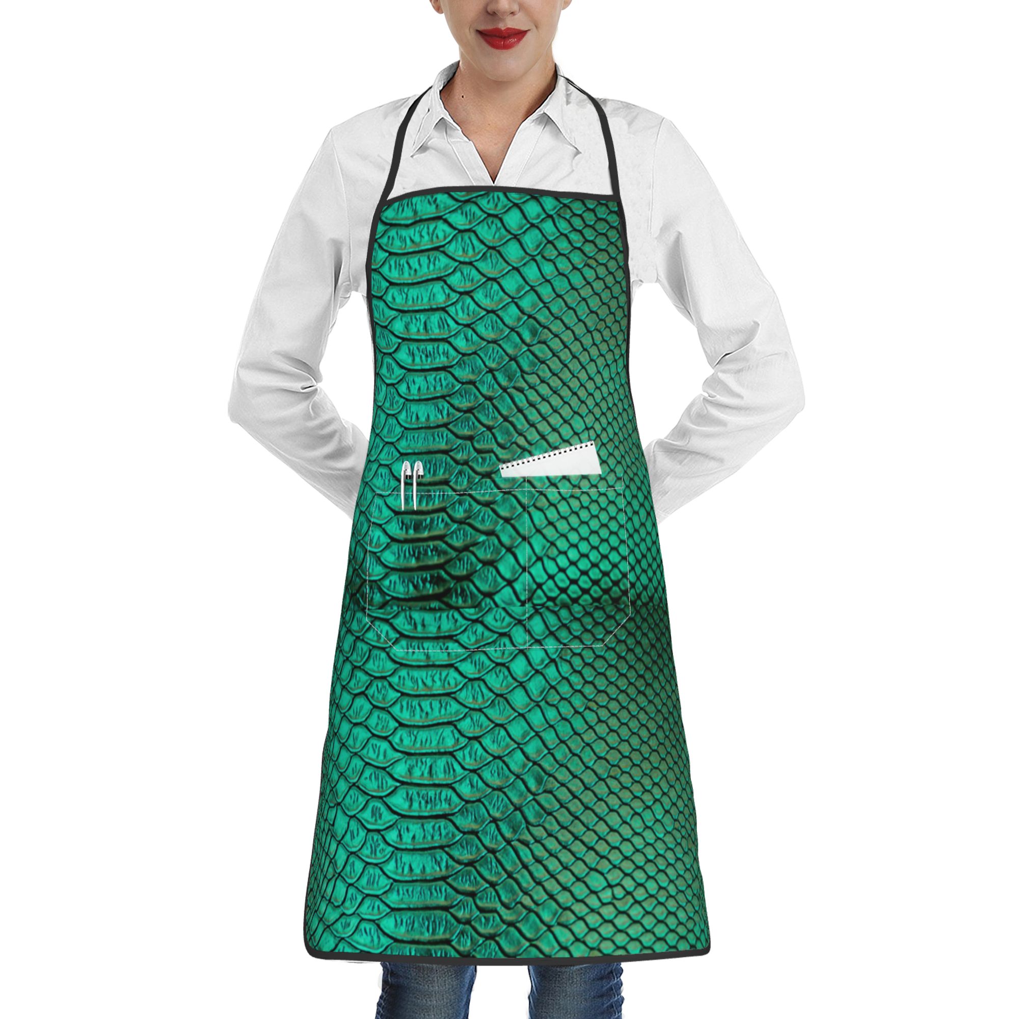 Cooking Apron Snake Skin Luxury Textur Vintage Green Kitchen Apron For ...