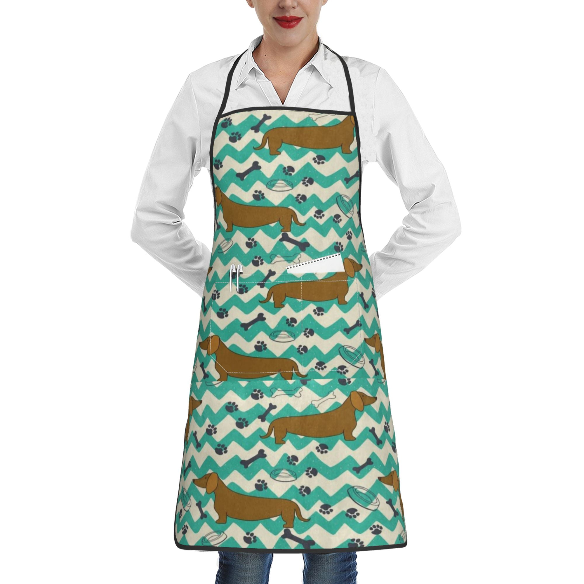 Cooking Apron Vintage Dachshund Dog Paw Print Kitchen Apron For Baking ...