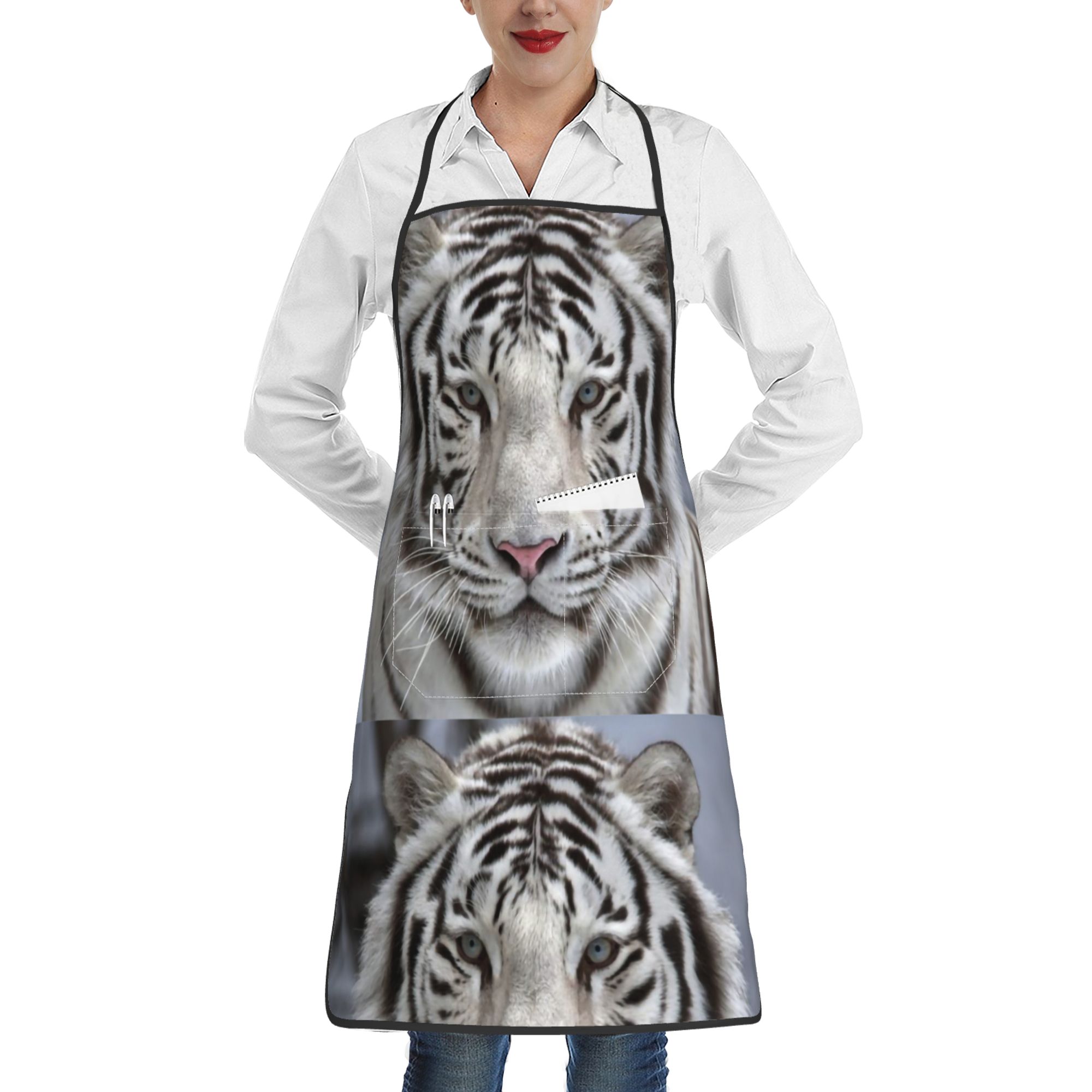 Cooking Apron White-Bengal-Tiger Kitchen Apron For Baking/BBQ Men Women ...