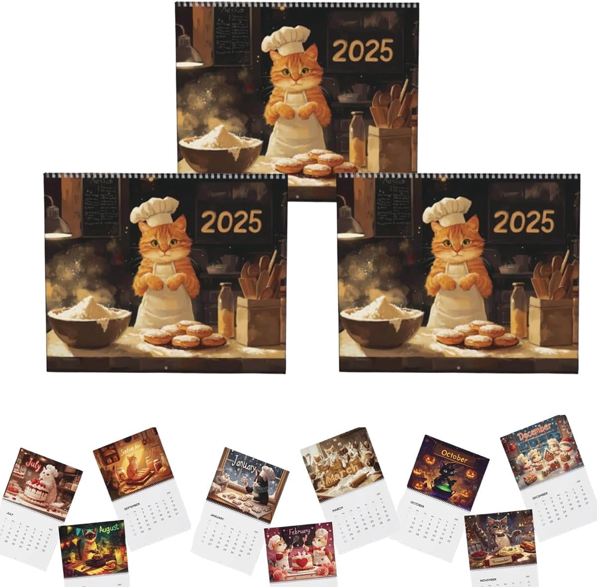 Cooking Cats Calendar 2025 Deals Clearance,12 Monthly Fun Cooking Cats ...