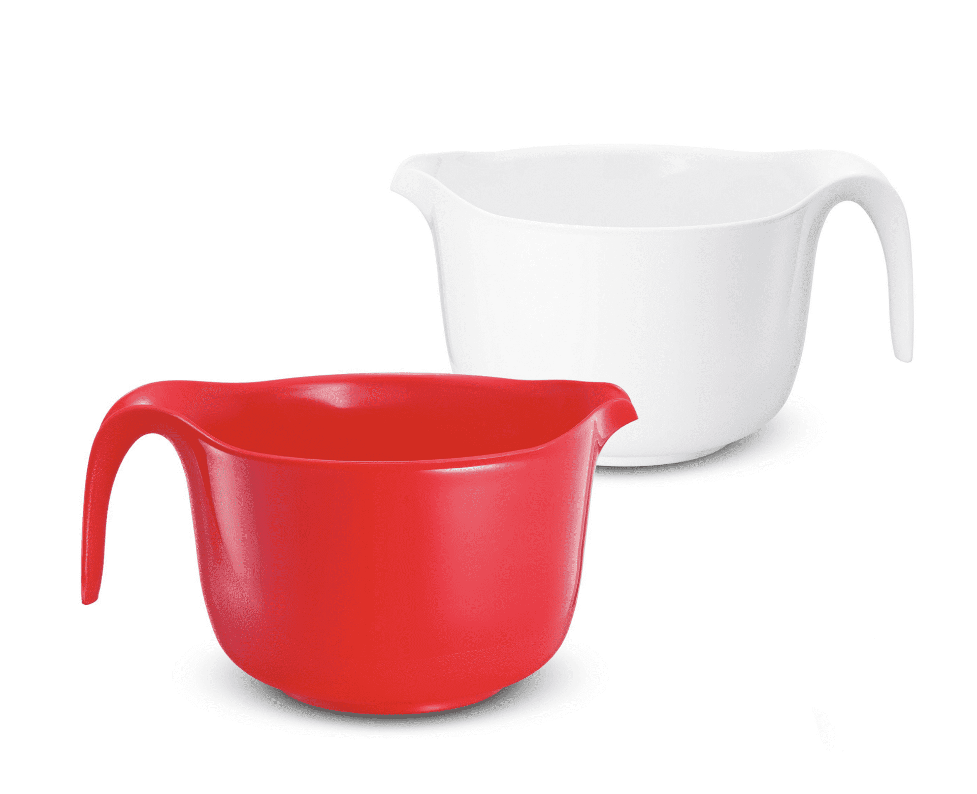 Cooking Concepts Large Mixing Bowl Set of 2, Plastic Red & White ...