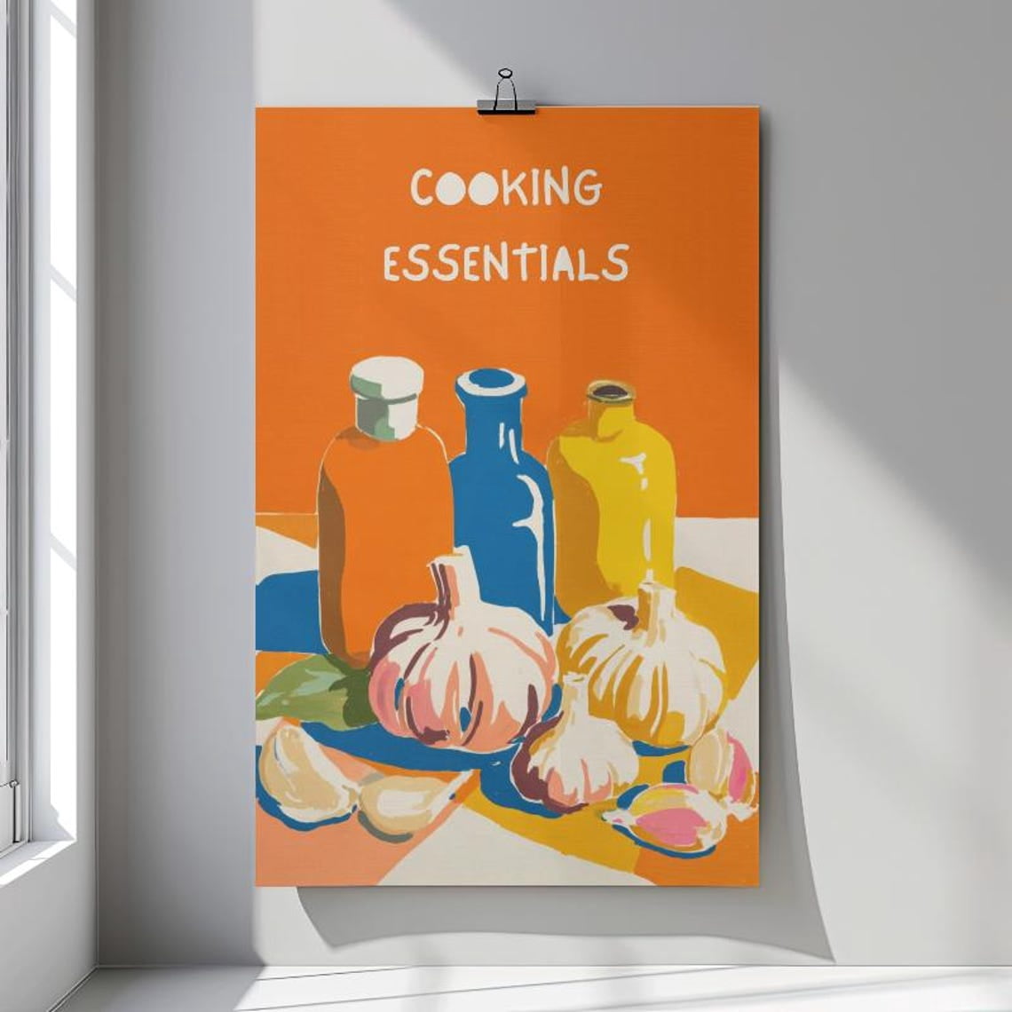 Cooking Essentials Mid-Century Garlic And Art Retro Kitchen, Unframed ...