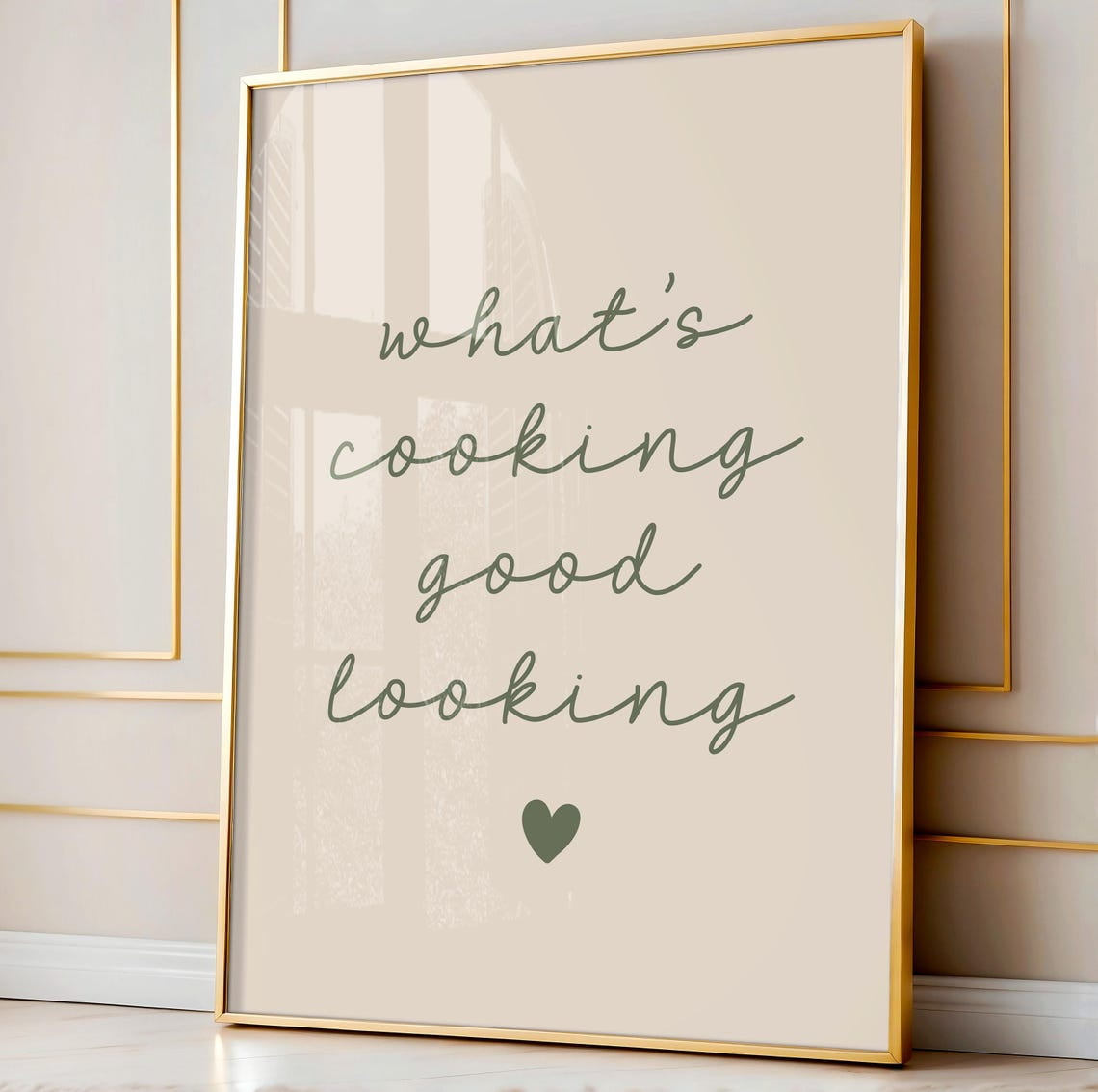 What'S Cooking Good Looking Art Poster, Sage Green Neutral Kitchen ...