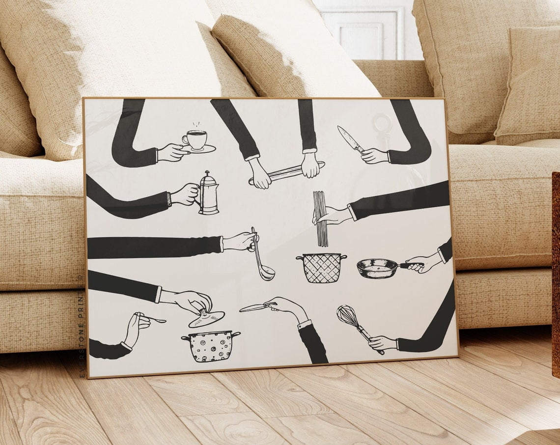 Cooking Hands Print, Kitchen, Chef Print, Kitchen Funny Kitchen Poster ...