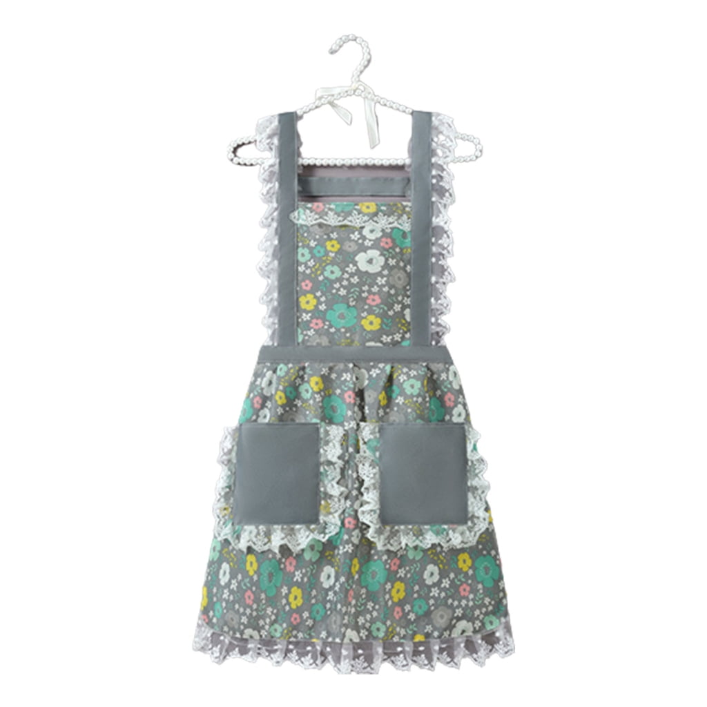 Cooking Lace Apron Oil-proof Women Canvas Overalls Kitchen Work Clothes ...