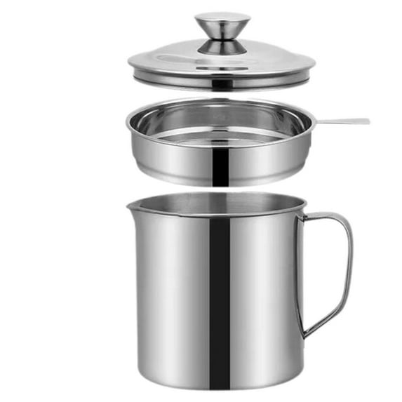 Cooking Oil Strainer Container, Stainless Steel Grease Container Filter ...