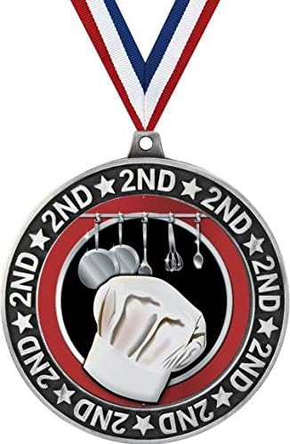 Cooking Second Place Medals, 2 3/4" Silver Chef Hat Trophy Medal Award ...