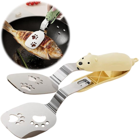 Cooking Spatula Tongs, 2-in-1 Spatula Tong, Double Spatul-a Flipper ...