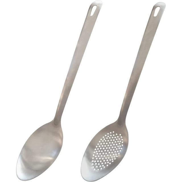 YQHWQH Rust Resistant Stainless Steel Cooking Spoon Set (2 Pack ...