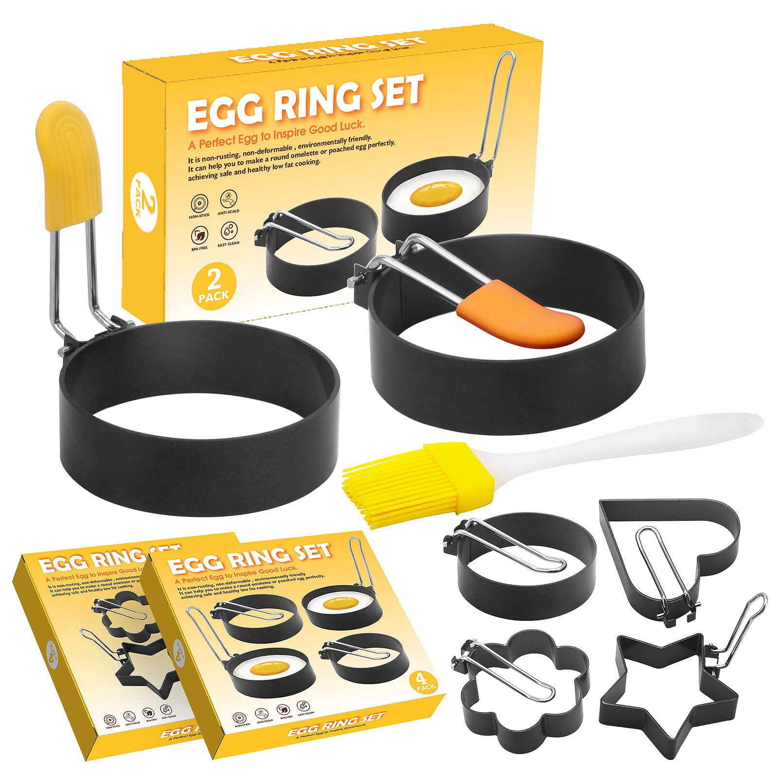 Cooking Stainless Steel With Oil Brush Non Stick Omelet Ring Love ...