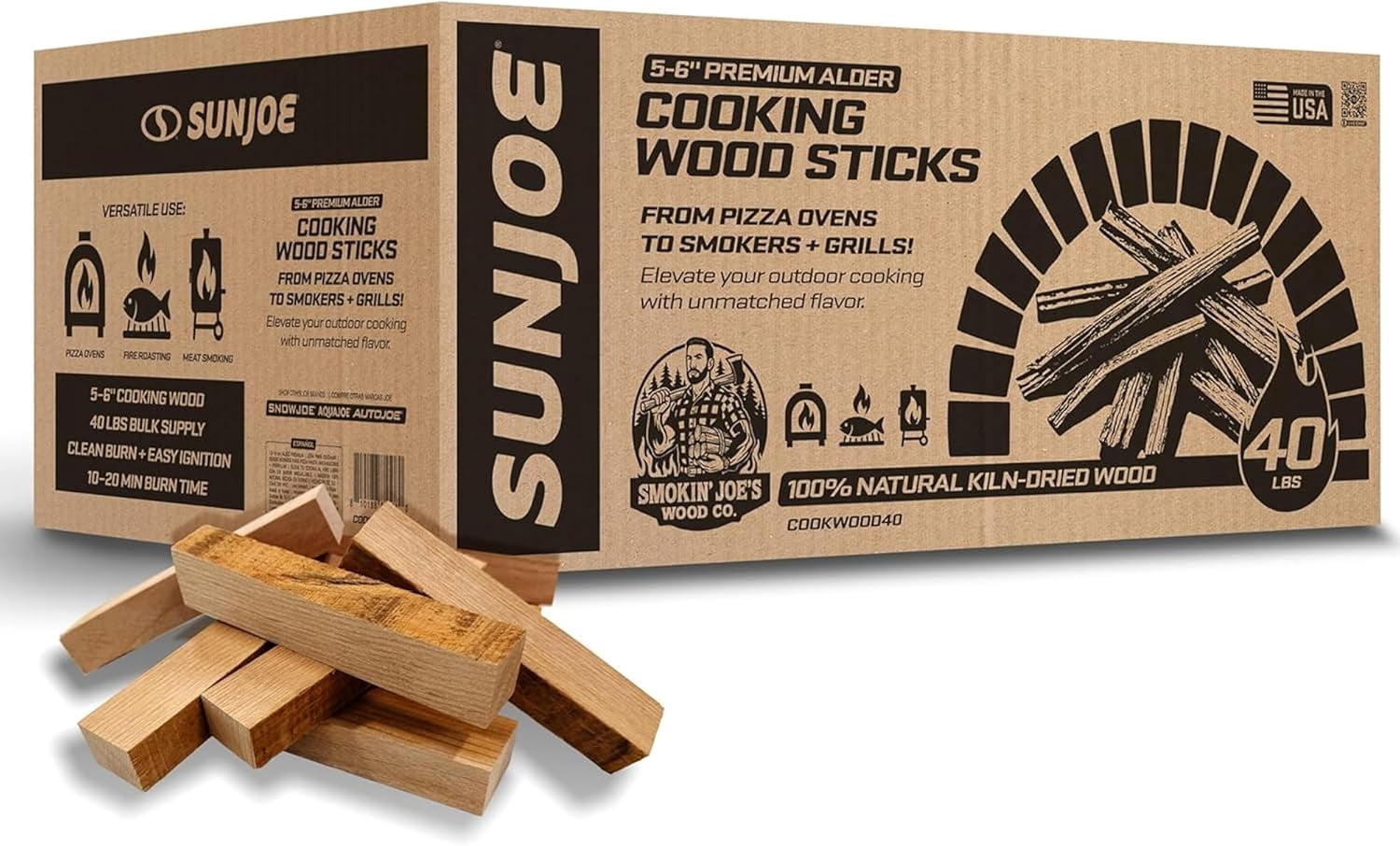 Cooking Sticks 40 lb – 100% Natural Kiln-Dried Alder Wood for Pizza ...