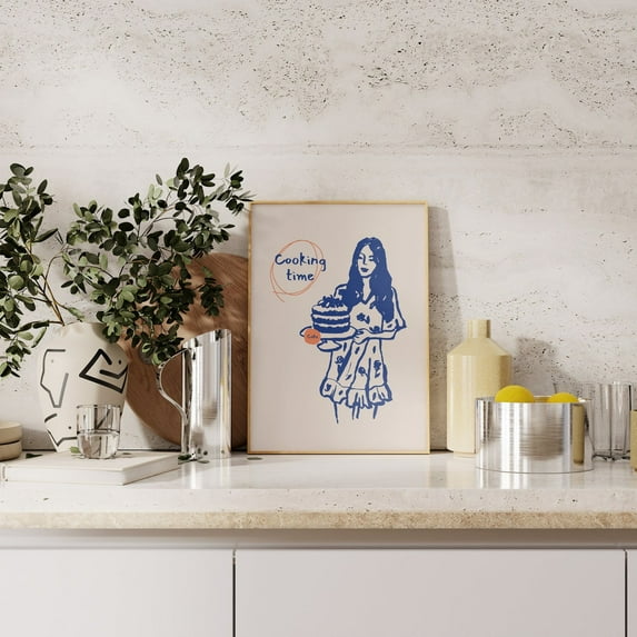 Cooking Time Print, Preppy Kitchen Wall Art, Cute Cooking Art, Funky ...