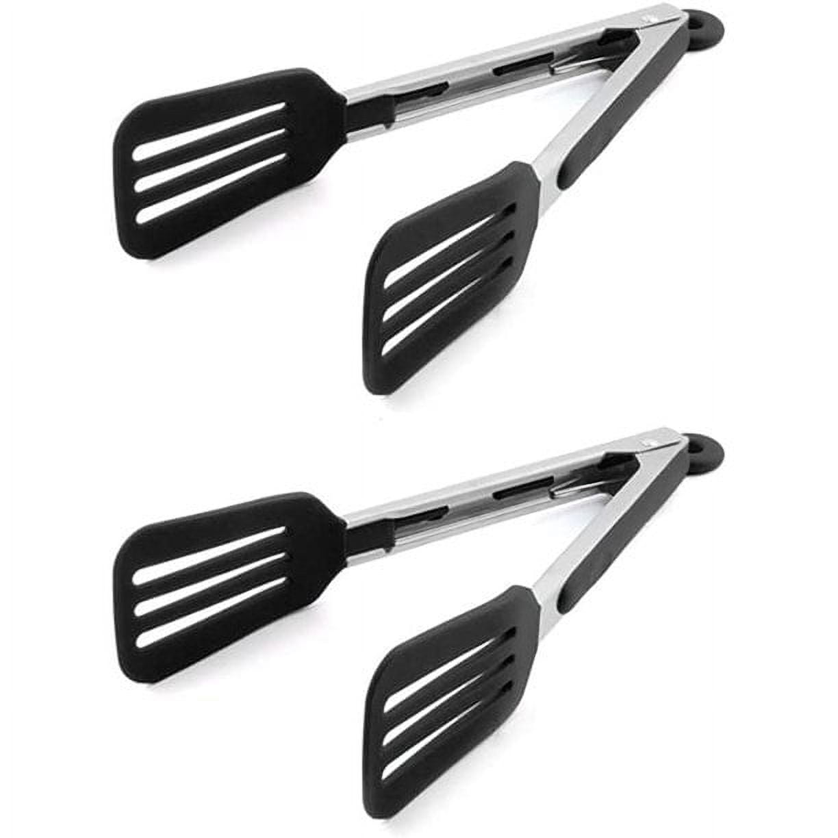 Cooking Tongs 9 inches 2-Pack Stainless Steel Kitchen Silicone Serving ...