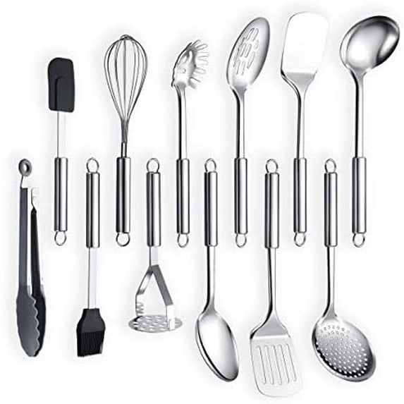 Cooking Utensil Set 12 Piece Stainless Steel Kitchen Tool Set, Include ...
