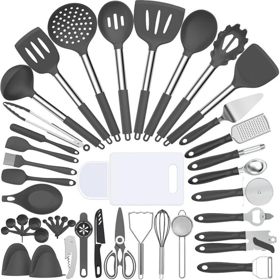 Cooking Utensil Set, 43 count Kitchen Utensil Gadgets Set-Stainless ...