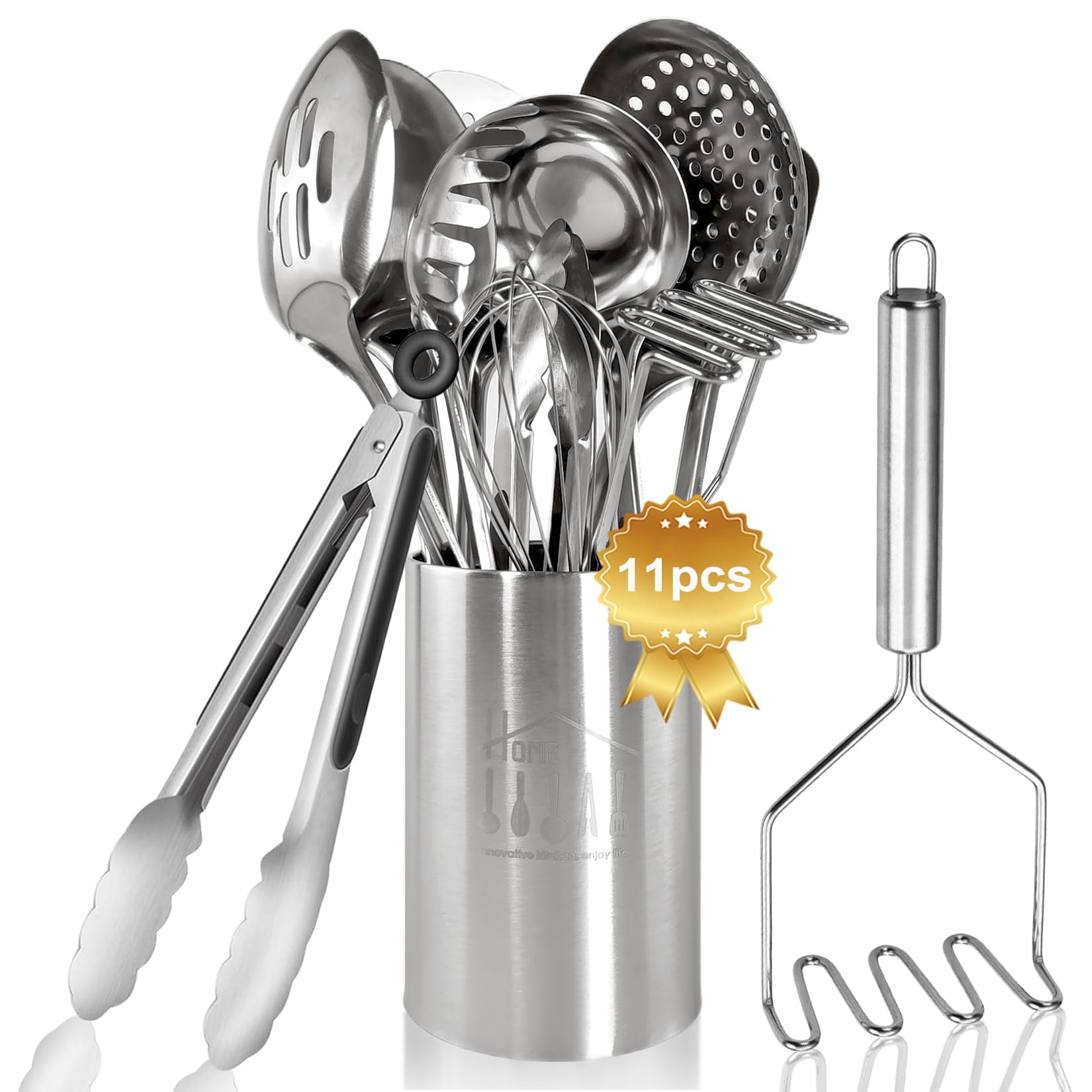 Cooking Utensils Set 11Pcs - Stainless Steel Kitchen Utensils Set With ...