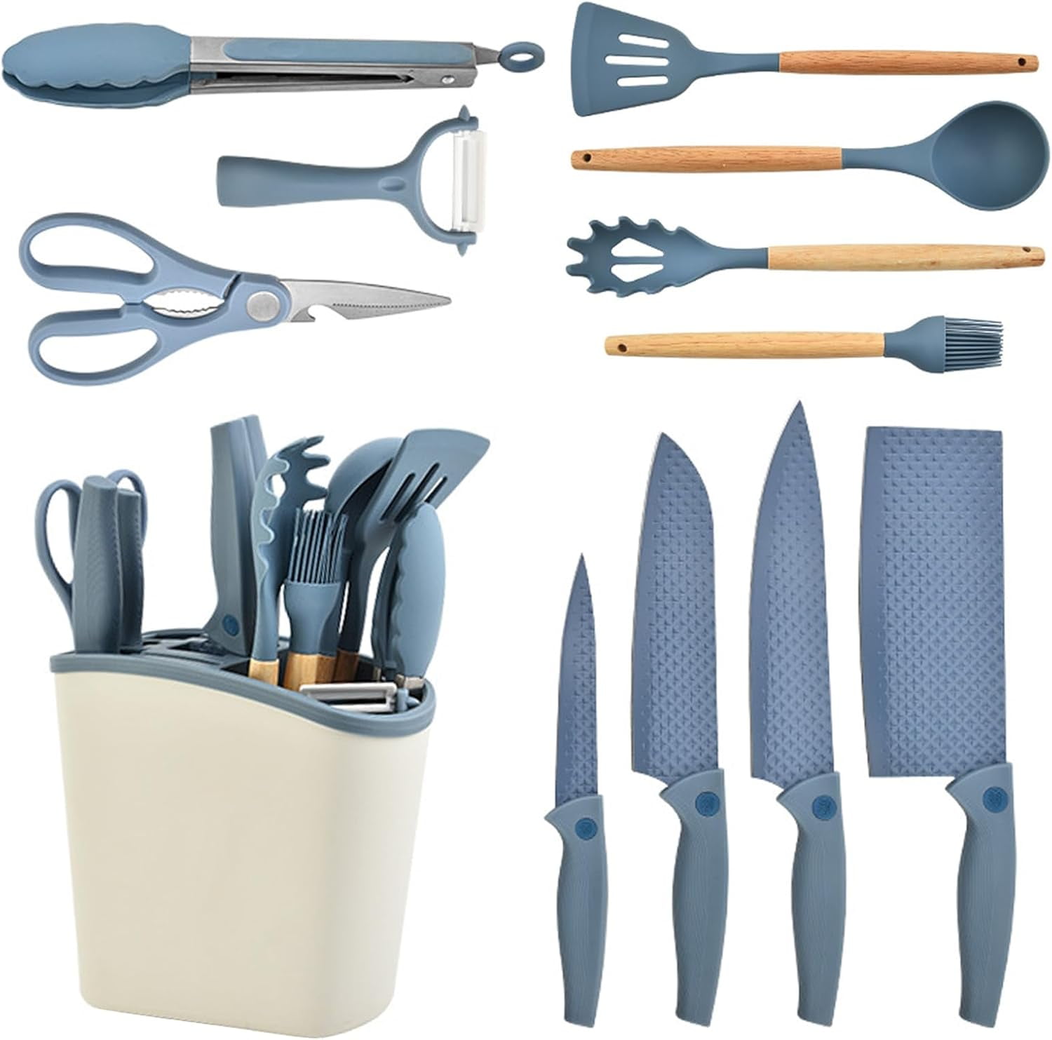 Cooking Utensils Set, 12PCS Kitchen Utensil Set with 5 Pieces Silicone ...