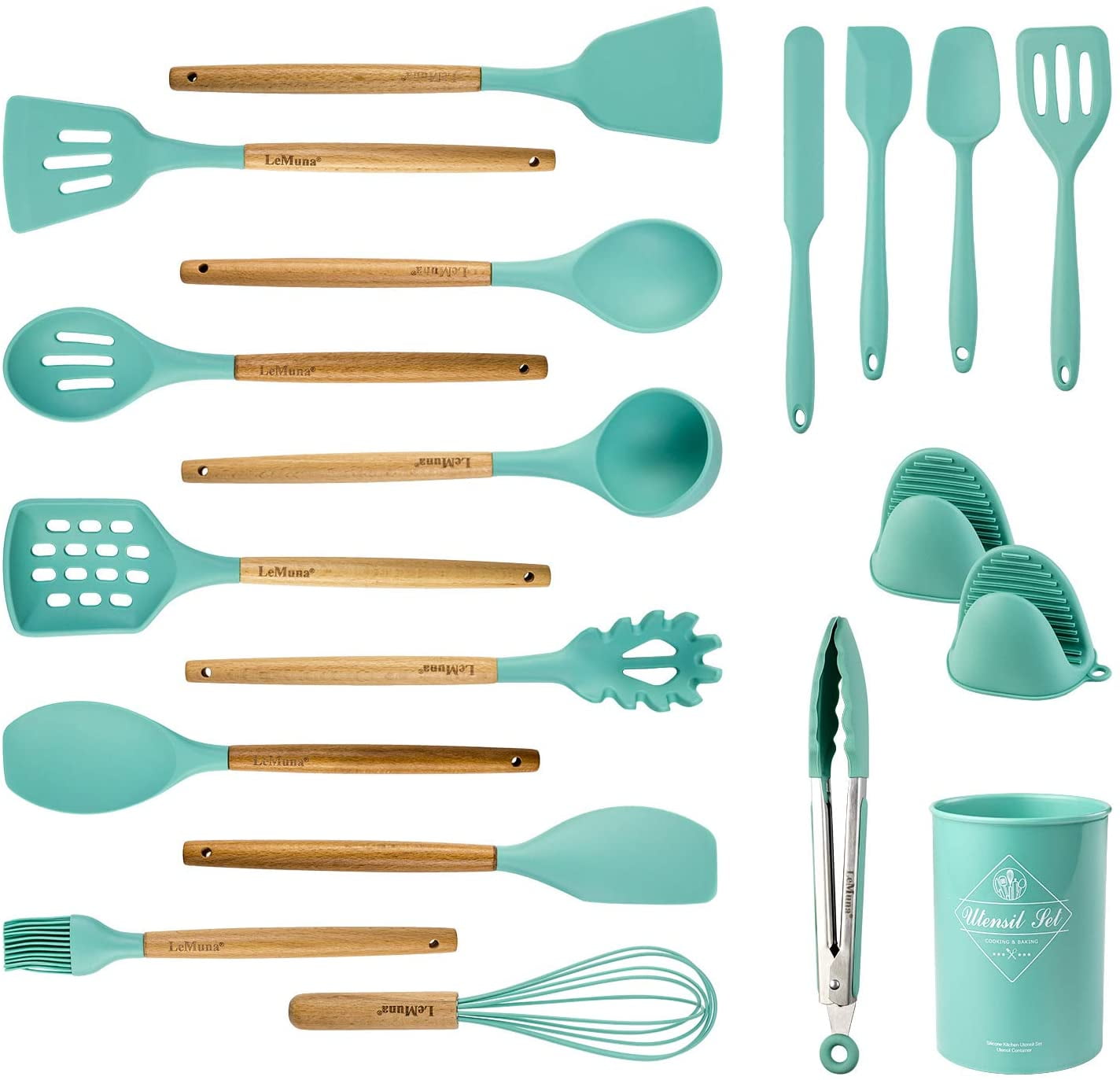Cooking Utensils Set, 18pcs Kitchen Silicone Utensils, Heat Resistant ...