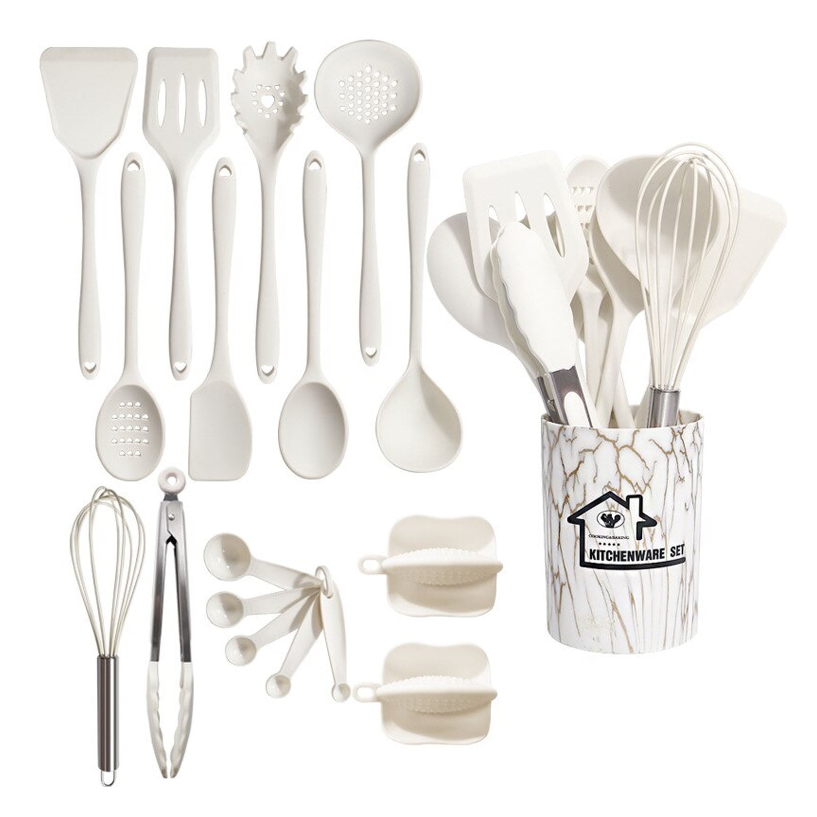 Cooking Utensils Set, 18pcs Kitchen Silicone Utensils, Heat Resistant ...