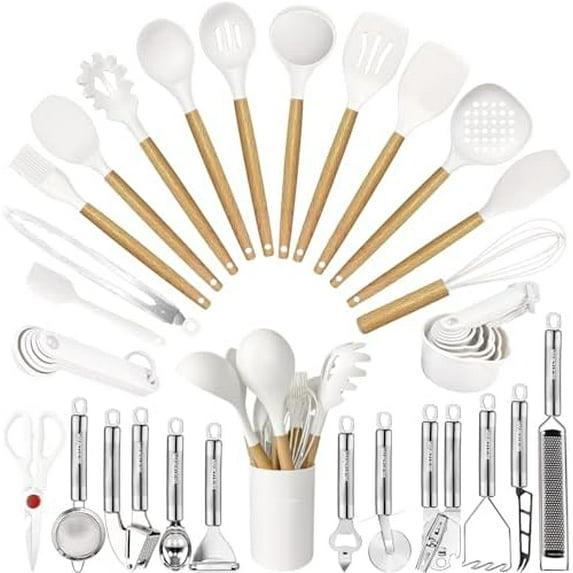 Cooking Utensils Set- 35 PCs Kitchen Utensils with Grater,Tongs, Spoon ...