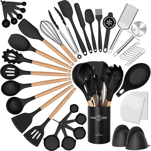 Cooking Utensils Set, 43 count Non- Kitchen Utensils Spatula Set with ...