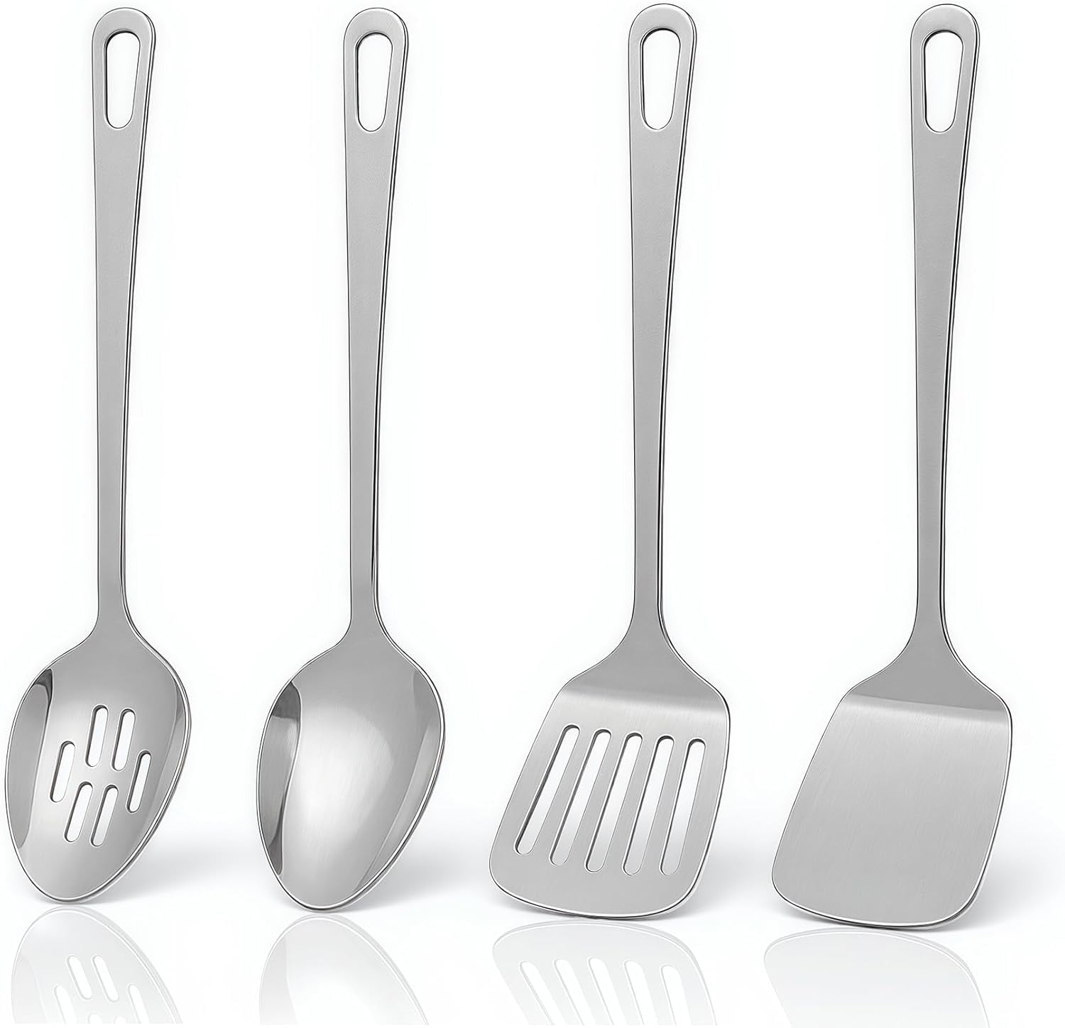 Cooking Utensils Set 4pcs - Stainless Steel Kitchen Utensils, Heavy ...