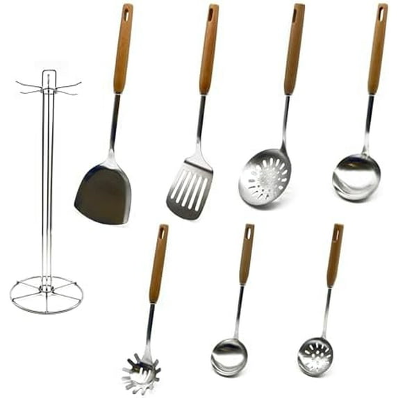 Cooking Utensils Set, 8-Piece 304 Stainless Steel Kitchen Tool Sets ...