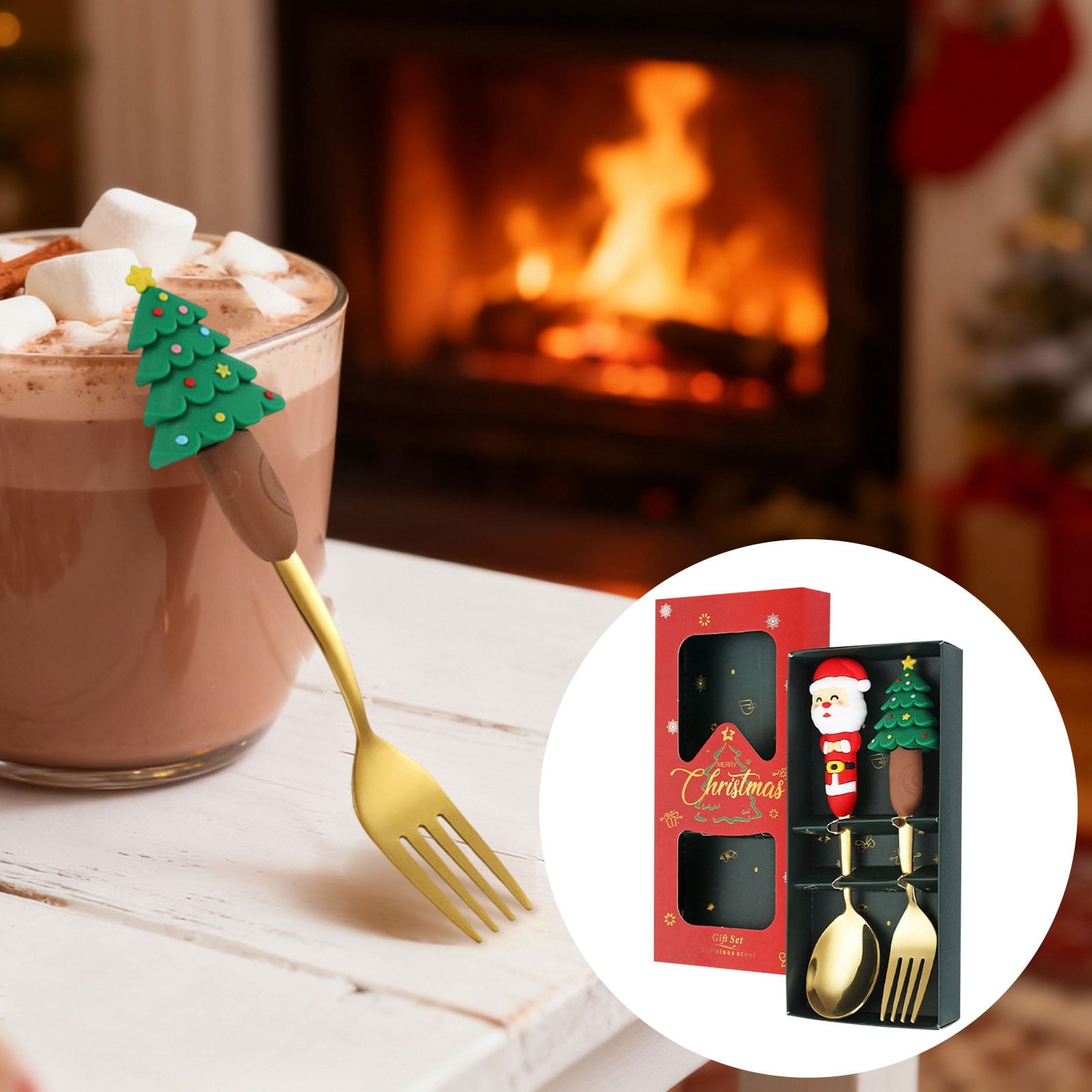 Cooking Utensils Set,Christmas Cutlery Set 4 Piece Gold Spoon Fork Set ...