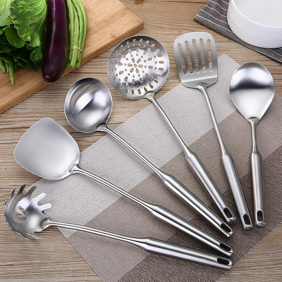 Cooking Utensils Set Stainless Steel Kitchen Metal Serving Utensils Set ...
