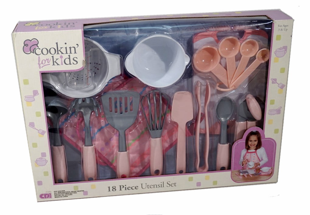 Cookin' for Kids - 18 Piece Pretend Play Kitchen Utensil Set for ...