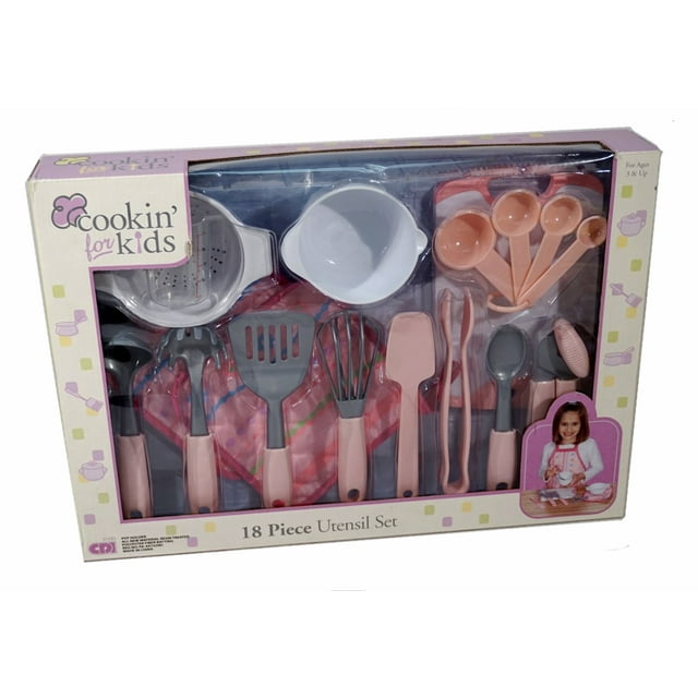 Cookin' for Kids - 18 Piece Pretend Play Kitchen Utensil Set for ...
