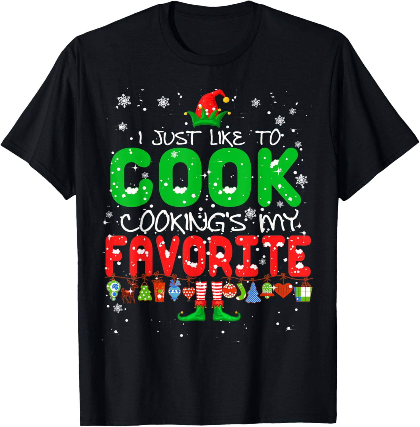 Cooking's My Favorite Funny ELF Lunch Lady Chef Lover Xmas T-Shirt ...