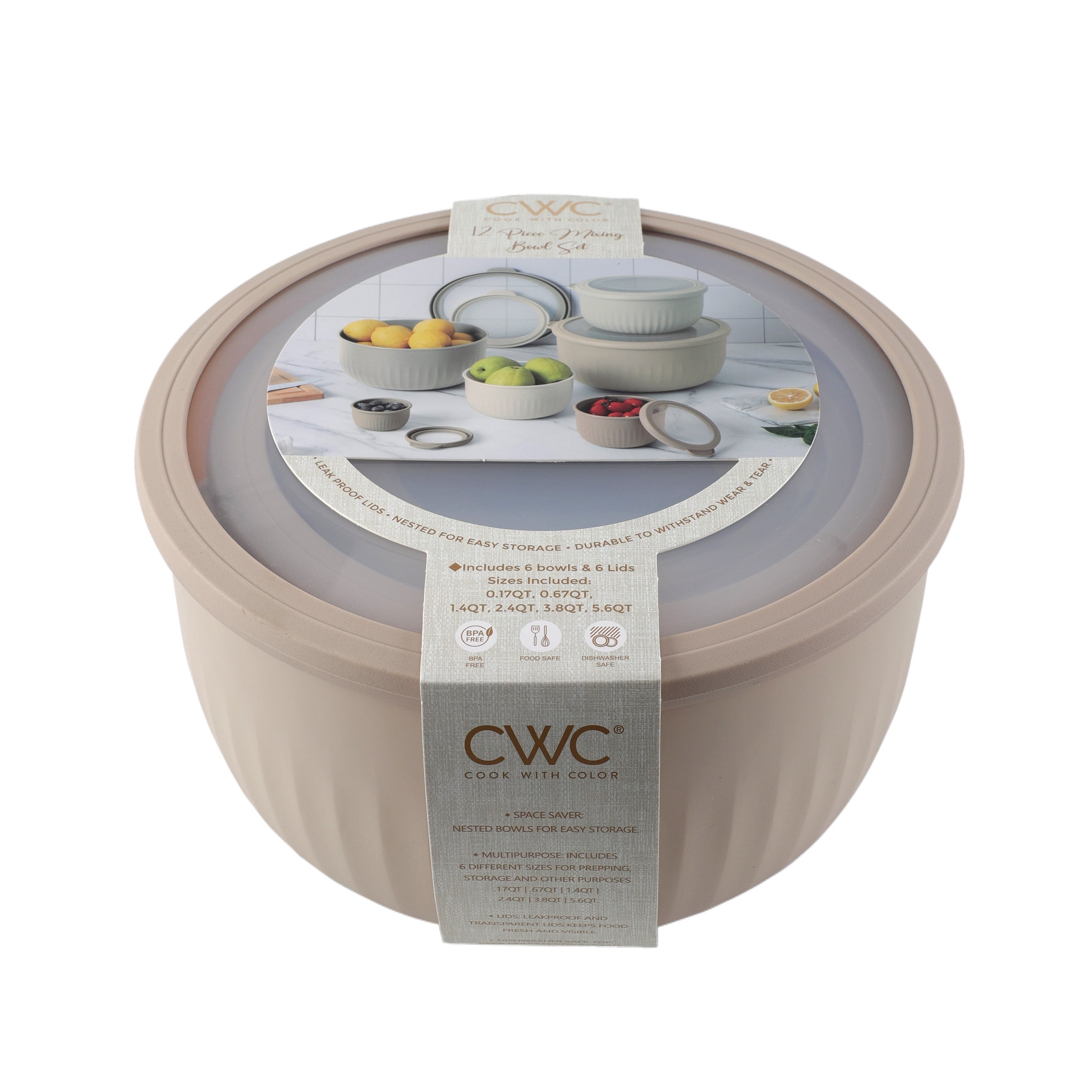 COOK WITH COLOR 12 Piece White Mixing Bowls - Strong, Rust-Resistant ...